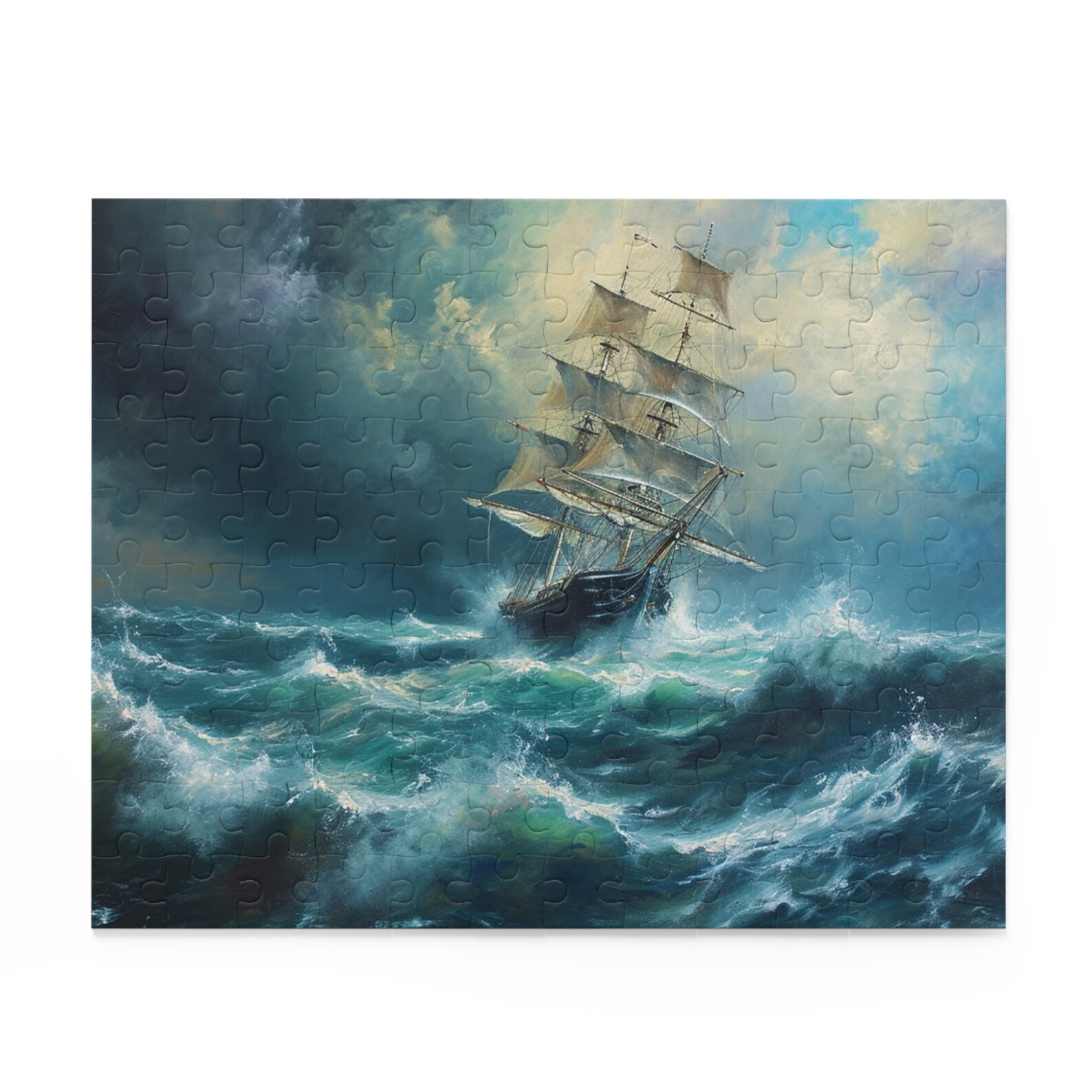 Vintage Maritime Art Puzzle Tall Ship Pirate Ship on Stormy Seas ...