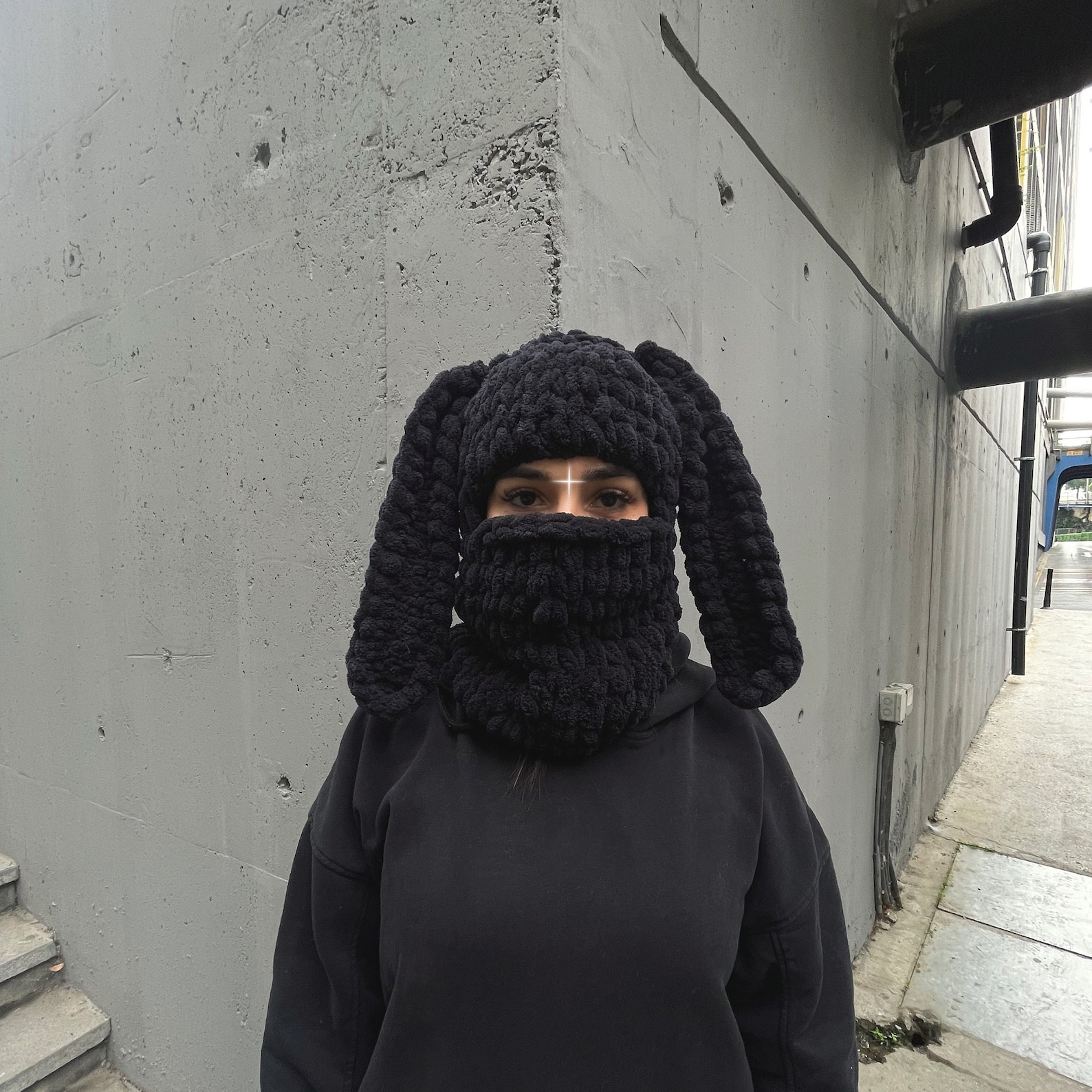 Hand Knitted Balaclava With Bunny Ears Crochet Face Ski Mask - Etsy