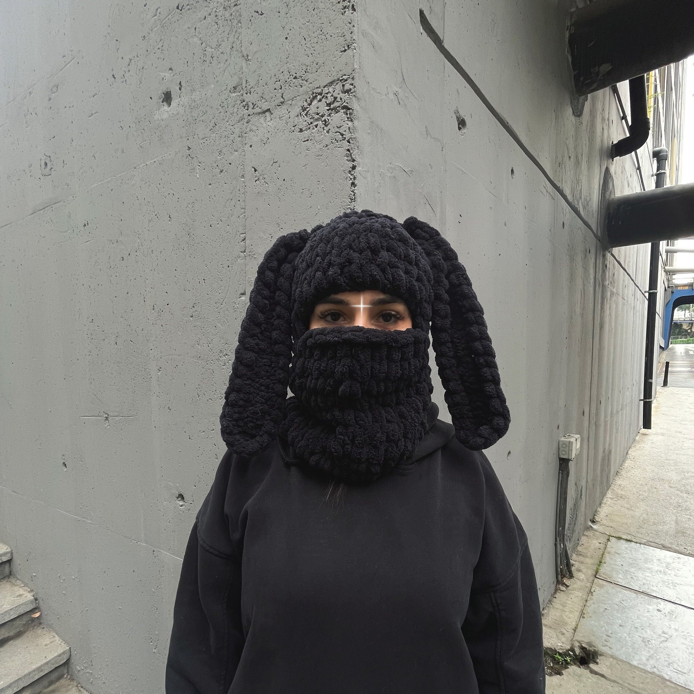 Hand Knitted Balaclava With Bunny Ears Crochet Face Ski Mask - Etsy