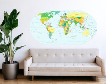 Earth Flag Map of the World Political Wall Map Mercator Flags Pick ...