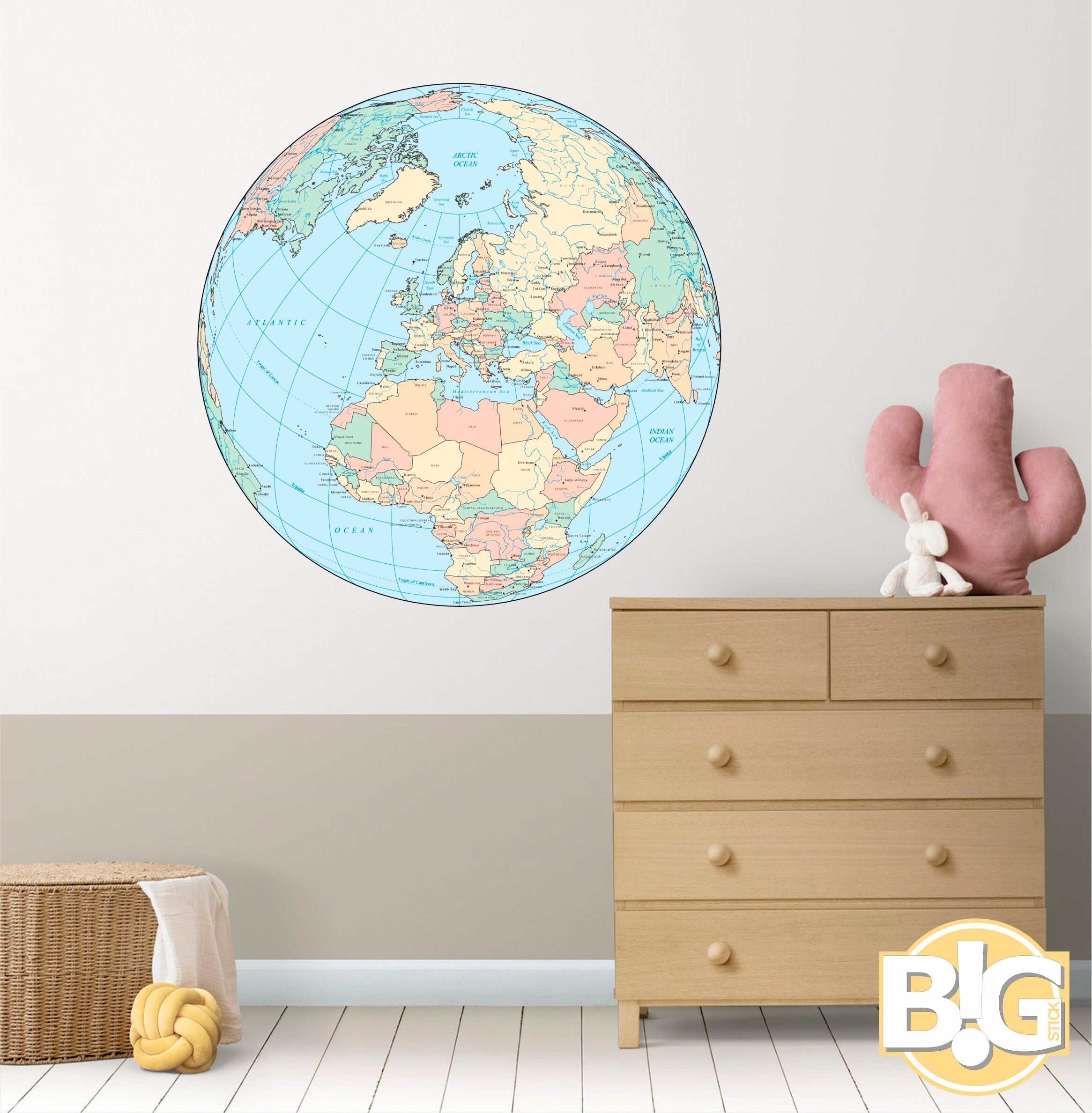 EARTH Political Map, Wall Big Sticker - Etsy