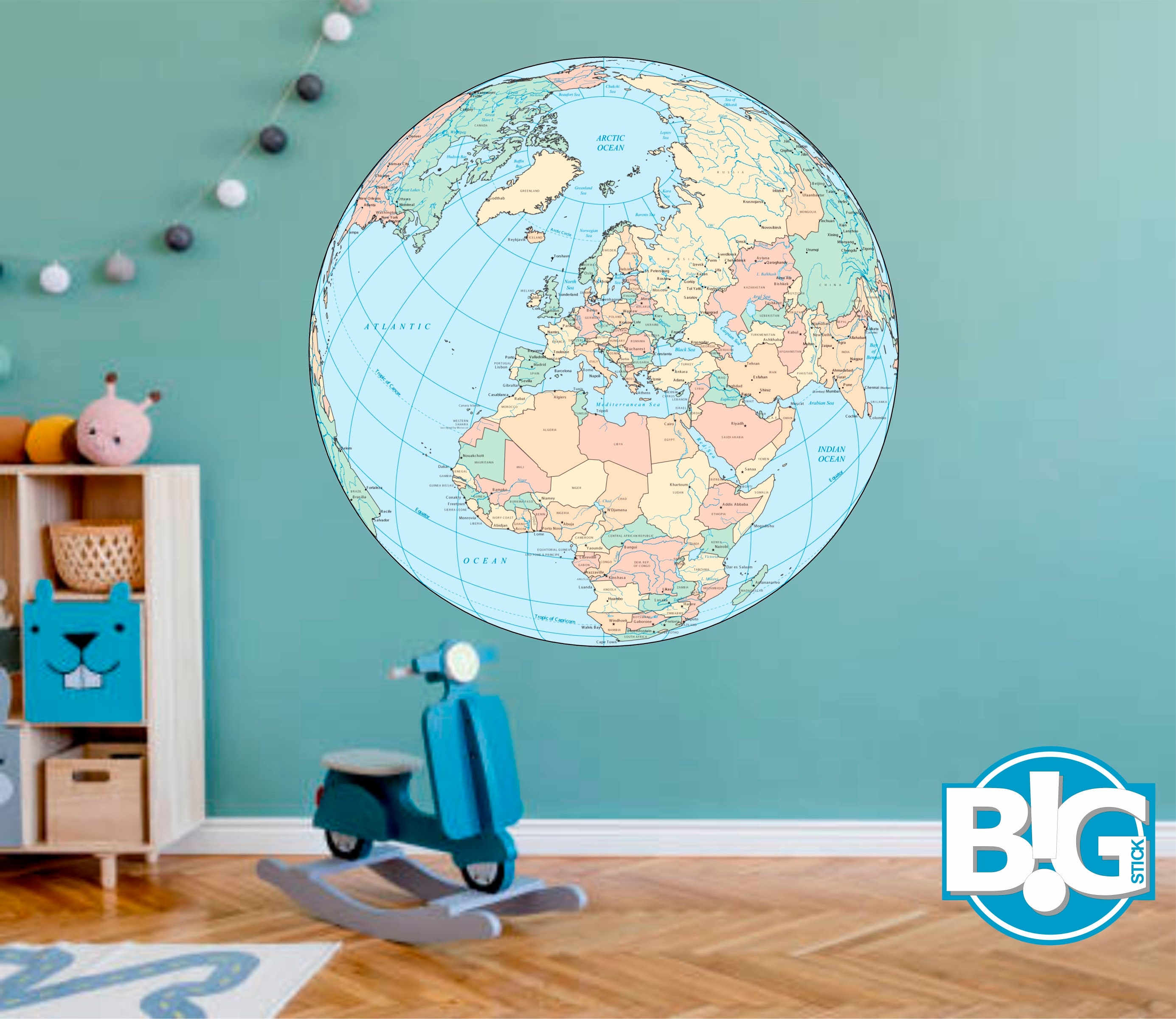 EARTH Political Map, Wall Big Sticker - Etsy