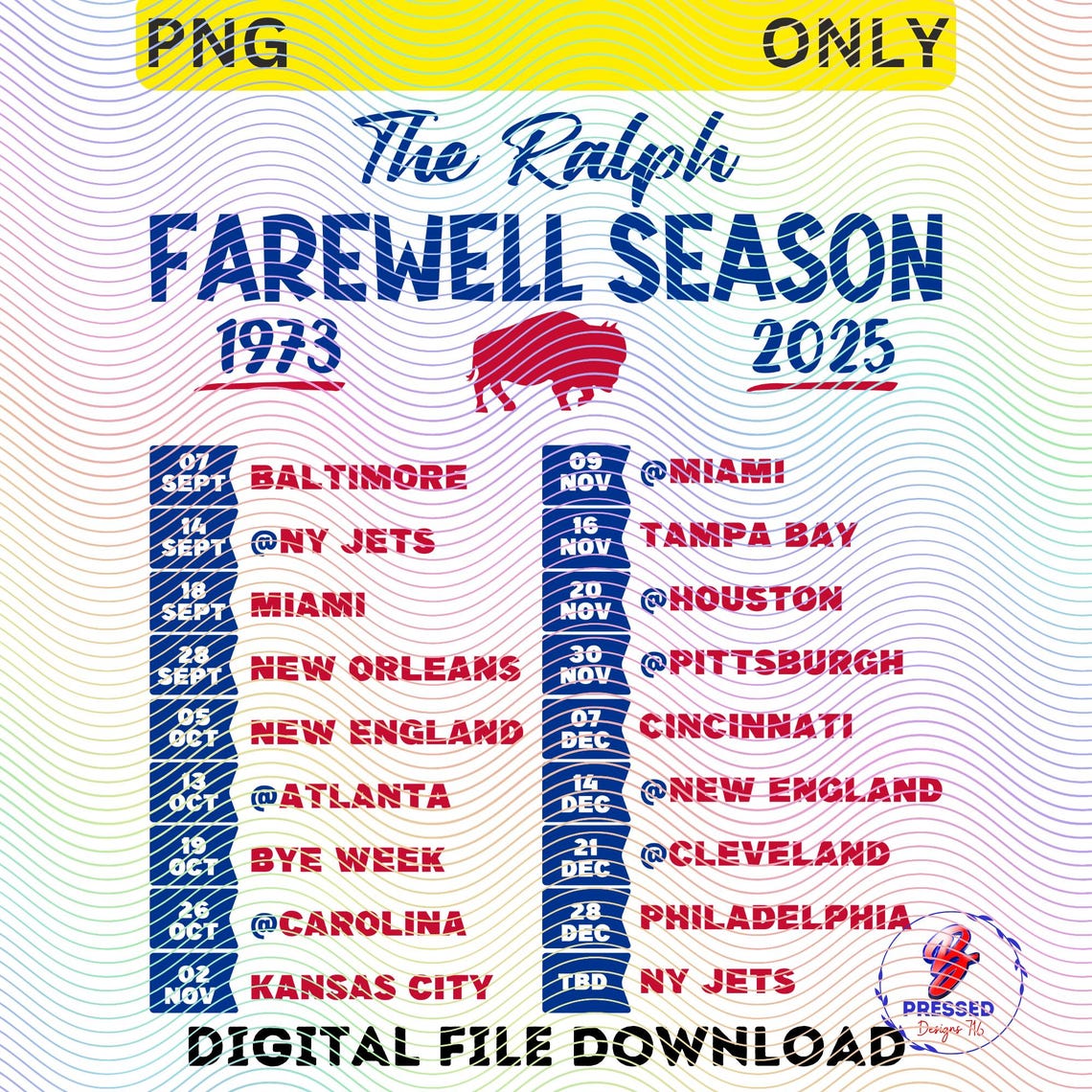 Farewell Buffalo Season PNG: Football Schedule Digital Download - Etsy