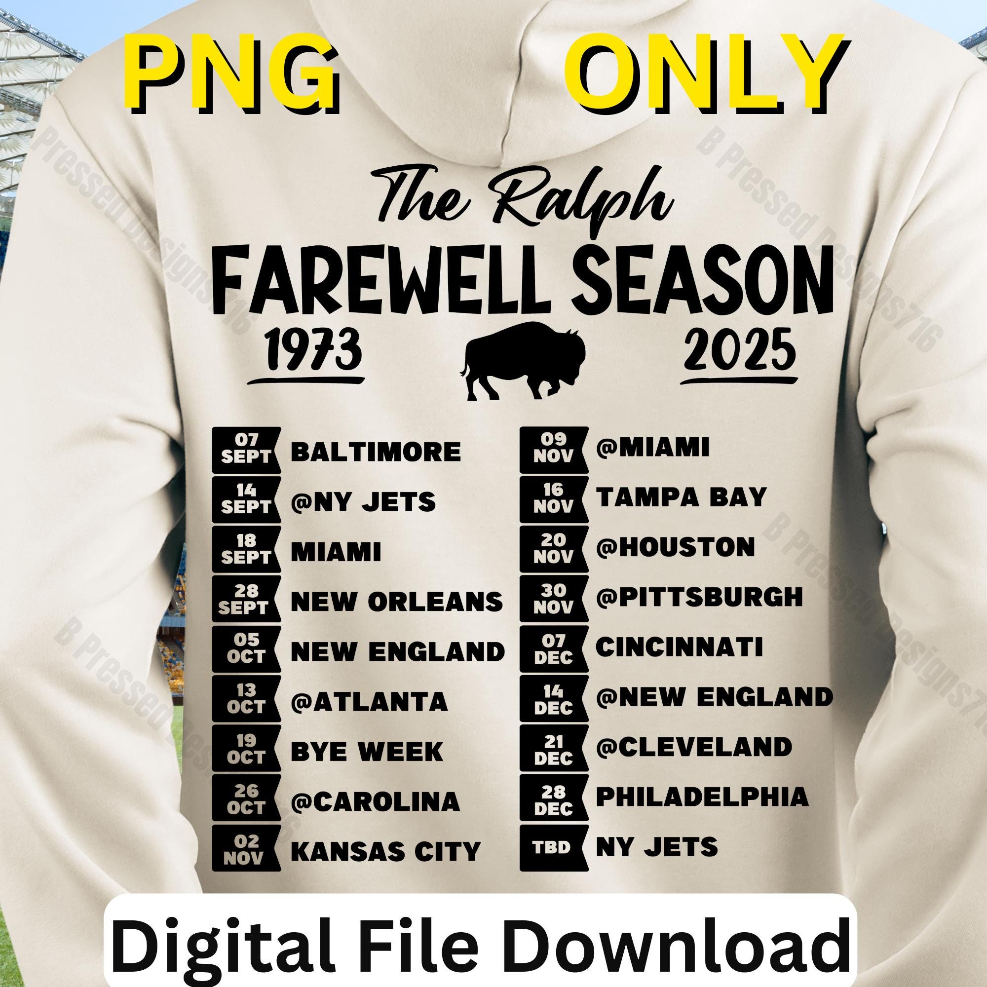 Farewell Buffalo Season PNG: Football Schedule Digital Download - Etsy