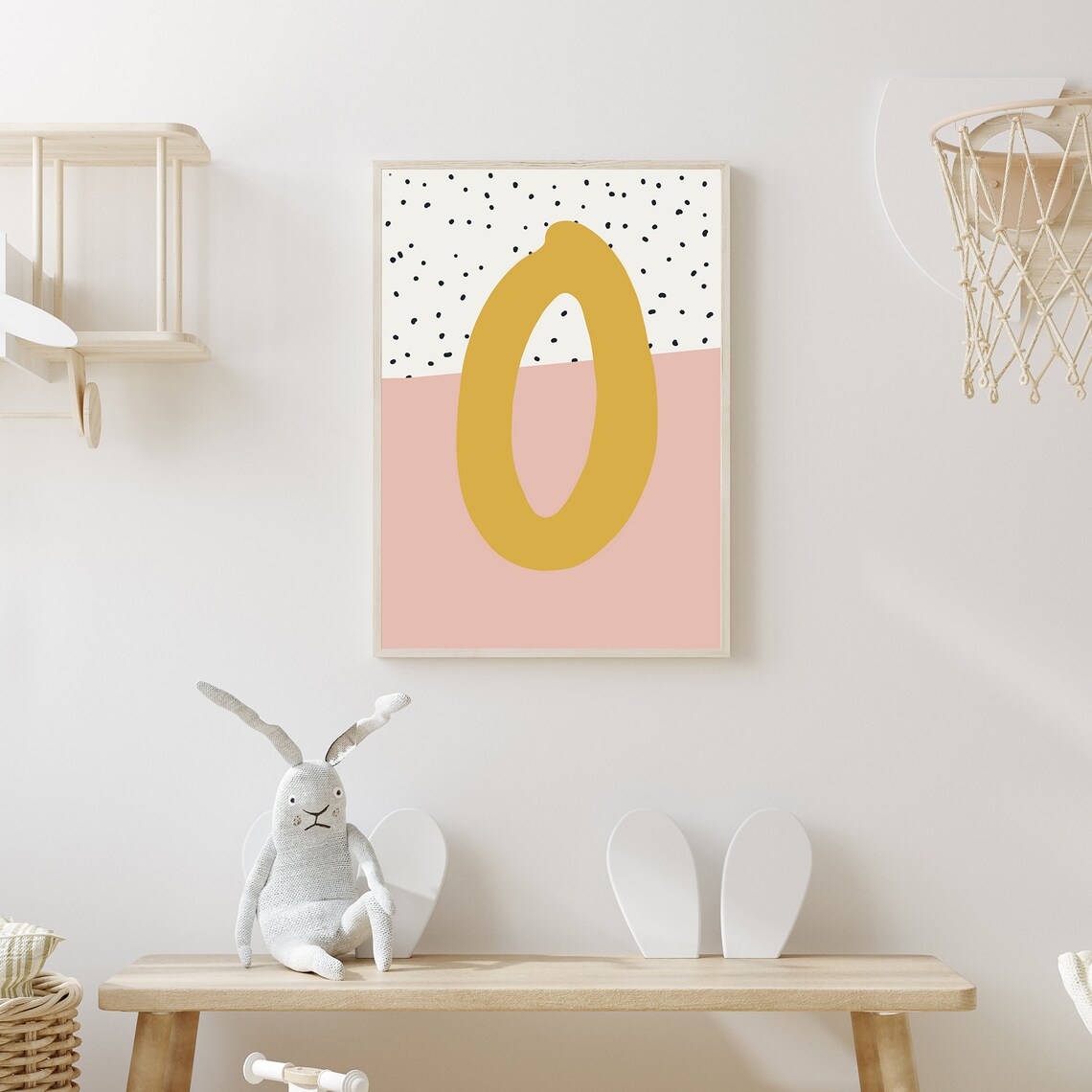 Pink & Mustard Yellow Letter Initial Nursery Print - Etsy