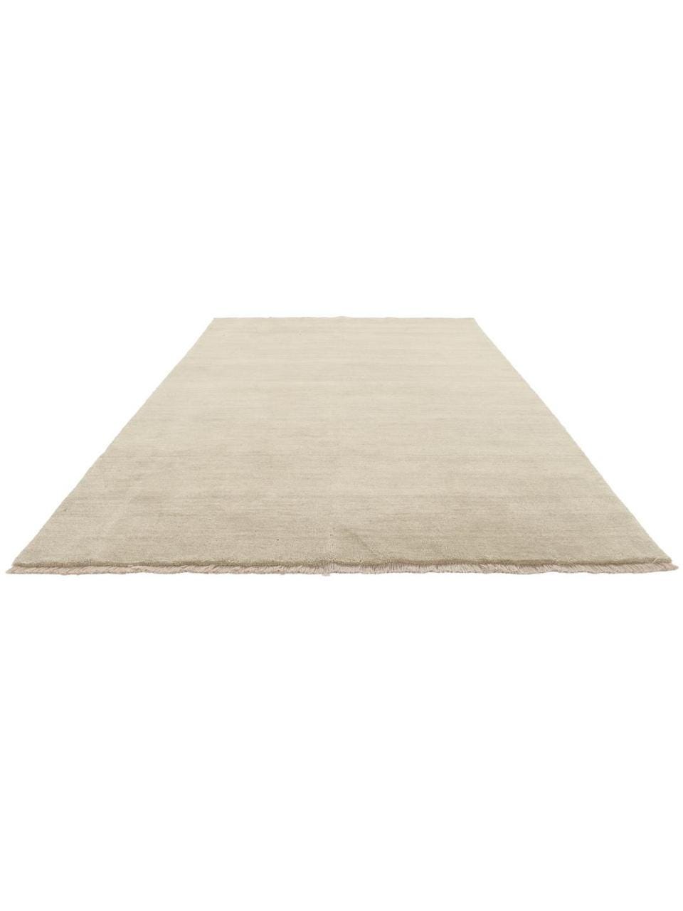 Solid Greige Colour Hand Knotted Modern Handloom Fringes 100% Wool Hand ...