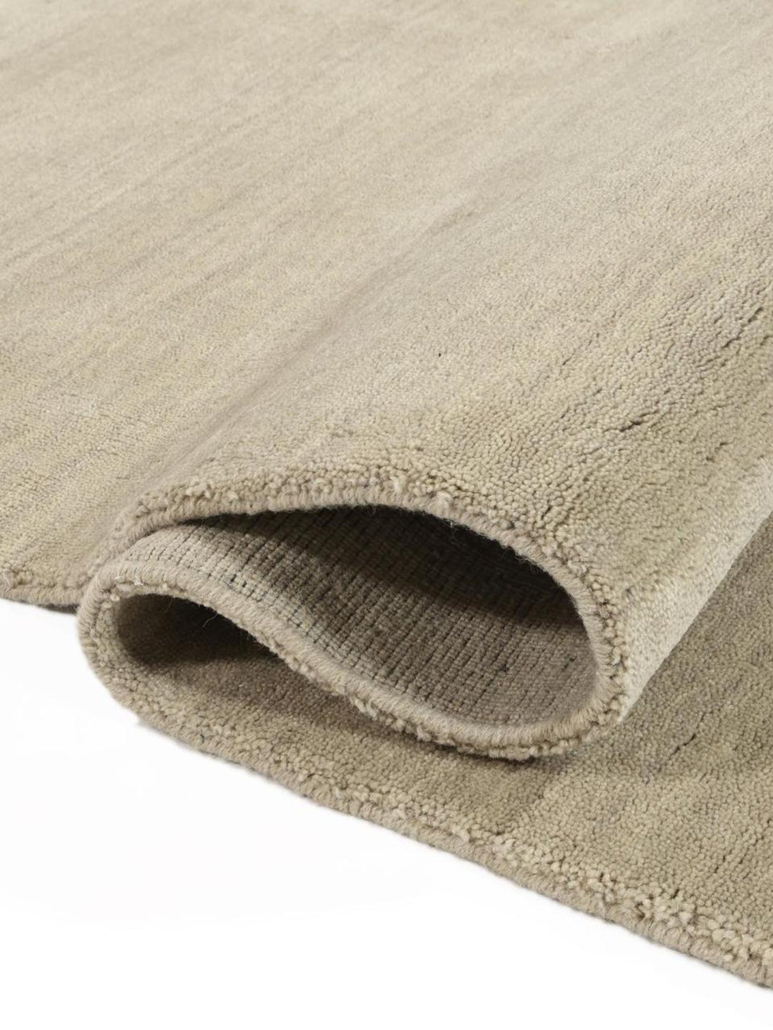 Solid Greige Colour Hand Knotted Modern Handloom Fringes 100% Wool Hand ...