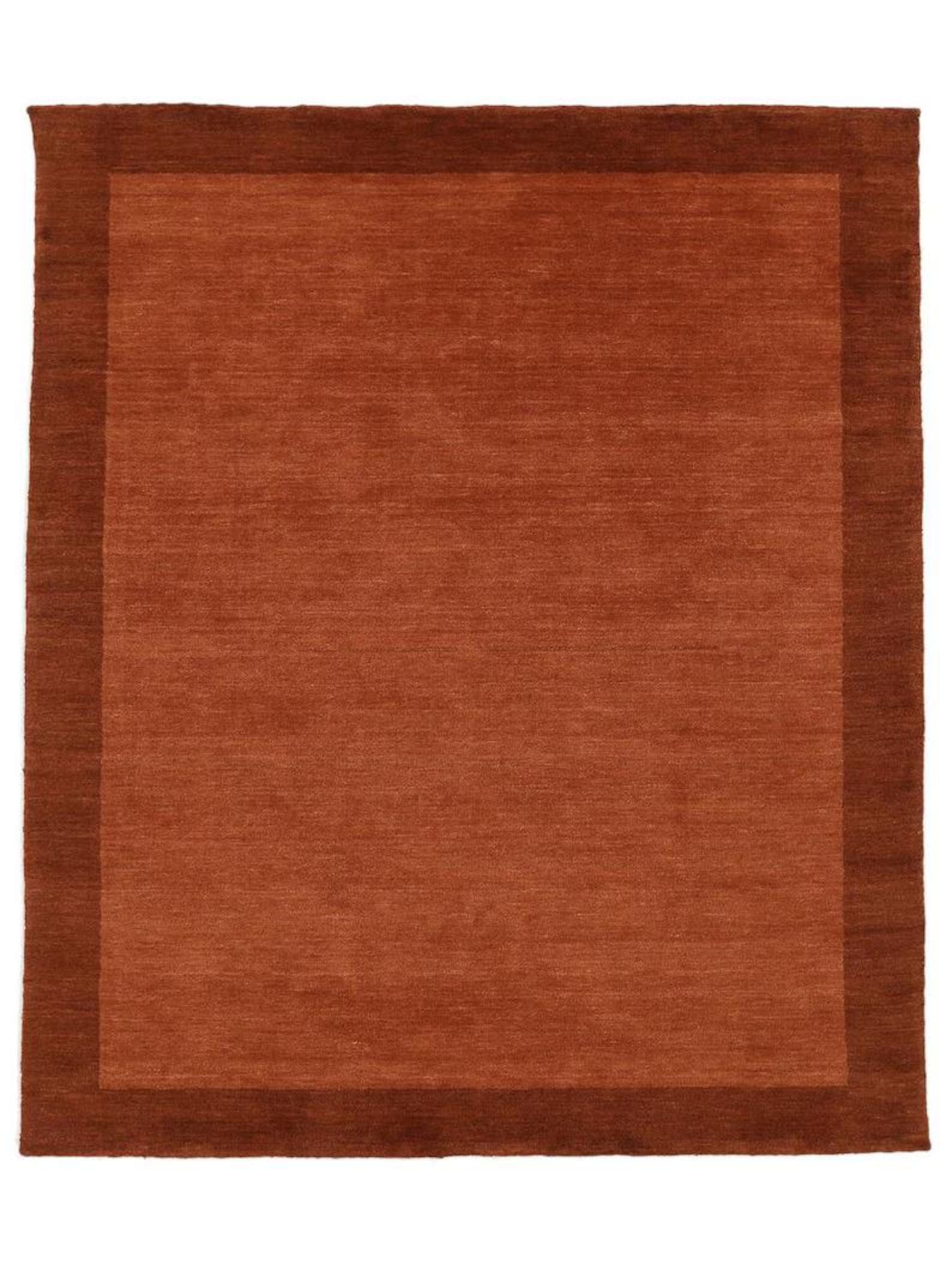 Handloom Frame Rug - Rust Red Color Wool Rug Handwoven, Hand Knotted ...