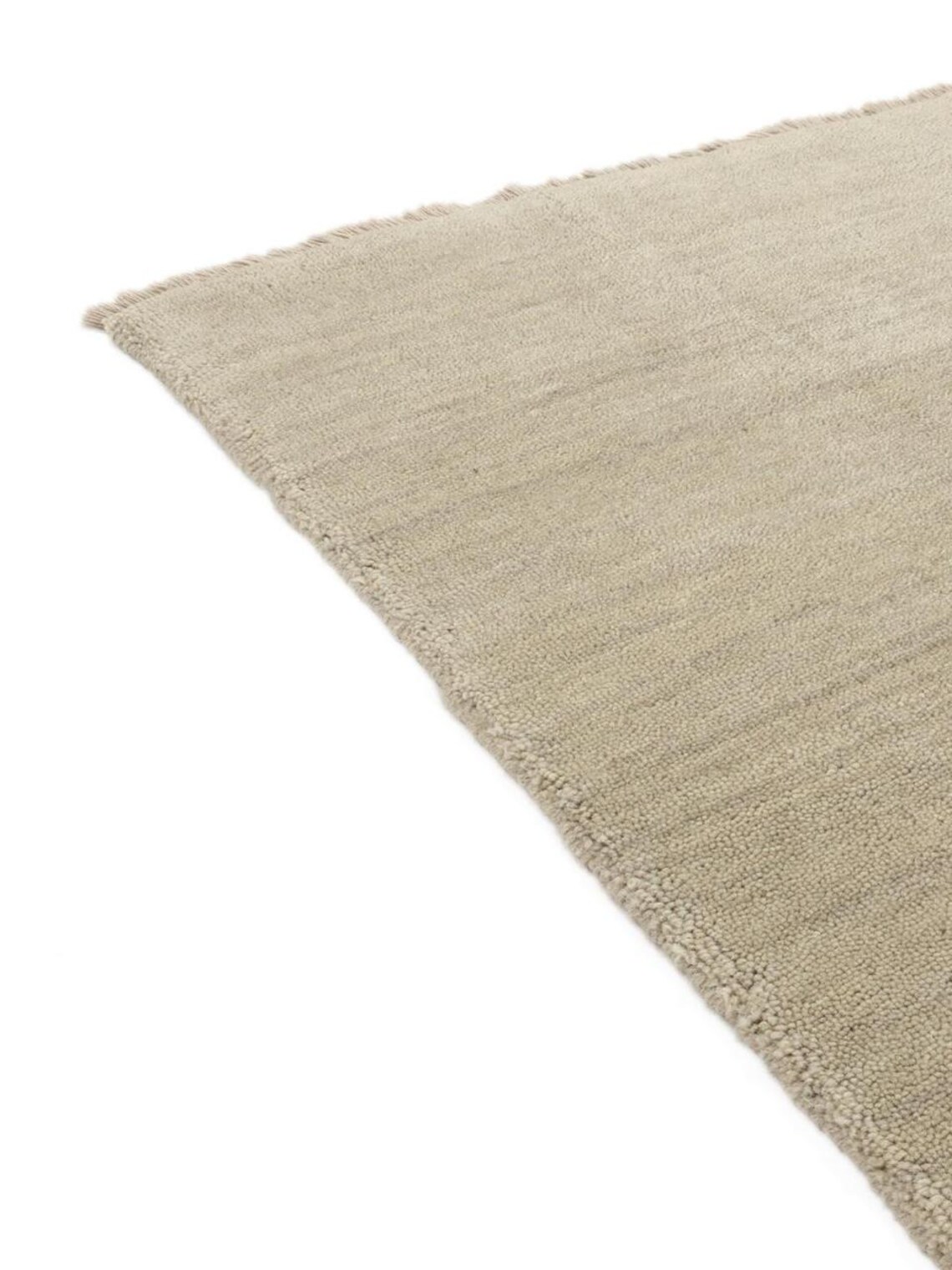 Solid Greige Colour Hand Knotted Modern Handloom Fringes 100% Wool Hand ...