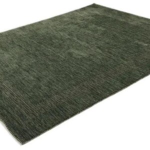 Handloom Bordered Gabba Rug Green Wool Rug Handwoven Hand-knotted High ...
