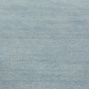Solid Hand Knotted Modern Handloom Fringes Light Blue 100% Wool Hand ...