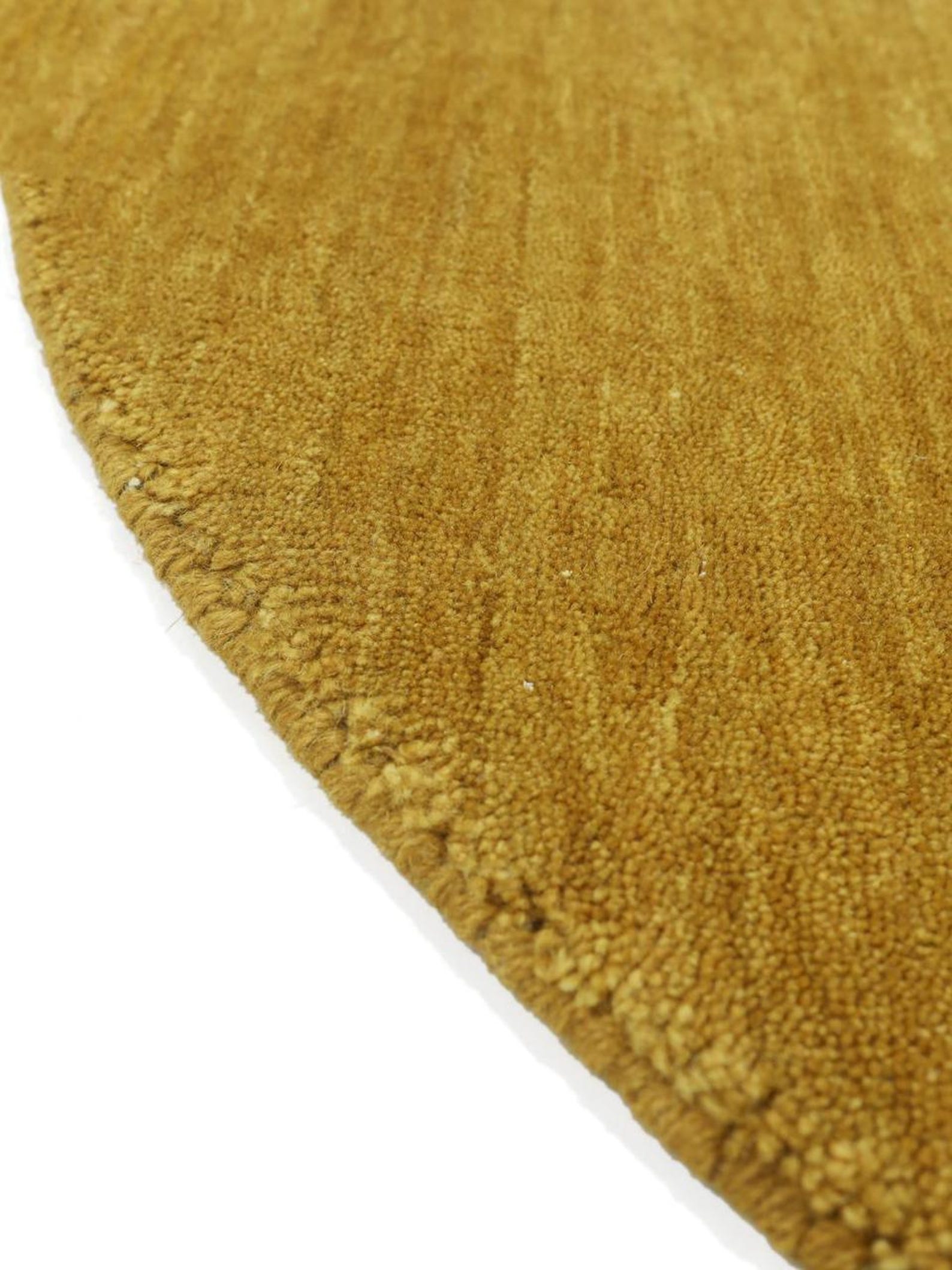 Handmade Round Wool Rug Mustard Yellow Modern Handwoven Soft High Pile ...