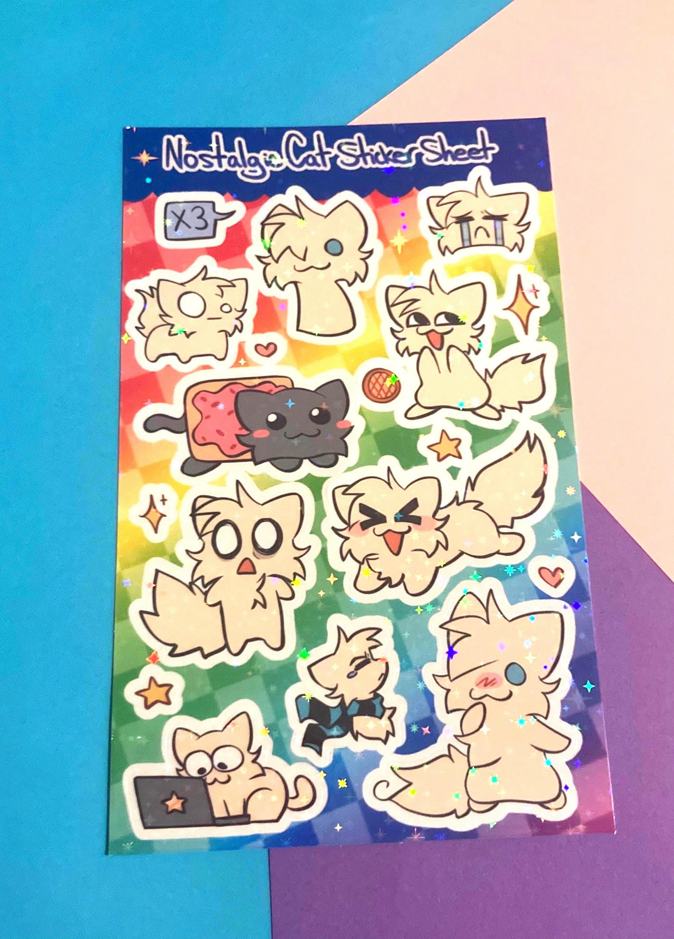Nostalgic Cat Sticker Sheet (3.5 X 6 Inch) - Etsy