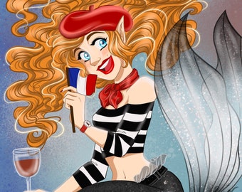 Clownfish Mermaid, Instant Digital Download, Digital Illustration ...