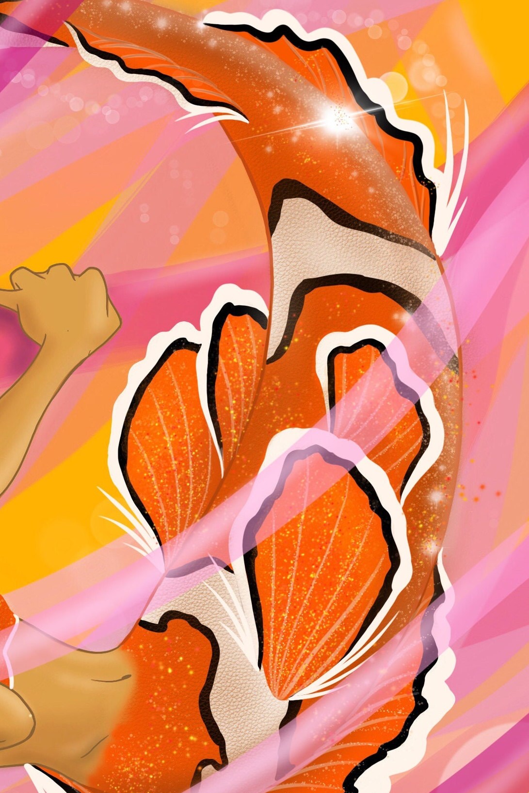 Clownfish Mermaid, Instant Digital Download, Digital Illustration ...