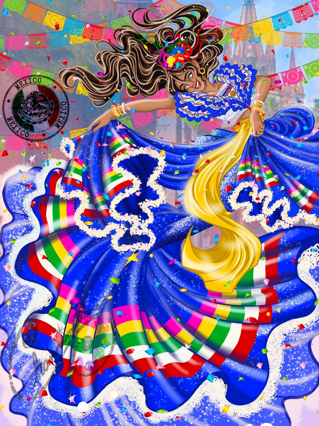 Latina Mermaid, Instant Digital Download, Digital Illustration, Cinco ...