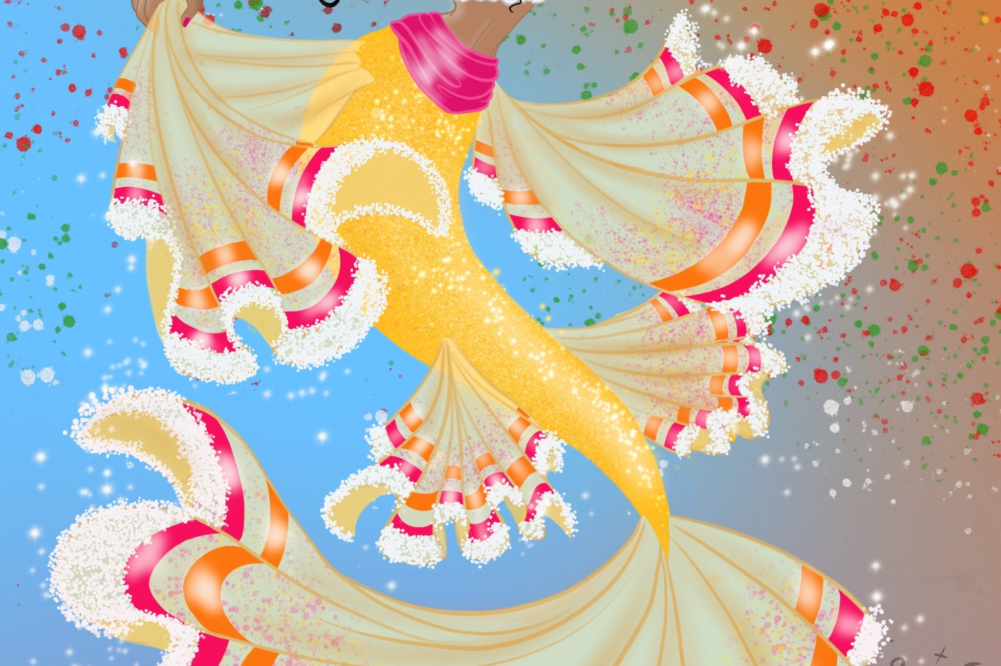 Dancing Mermaid, Instant Digital Download, Digital Illustration, Cinco ...