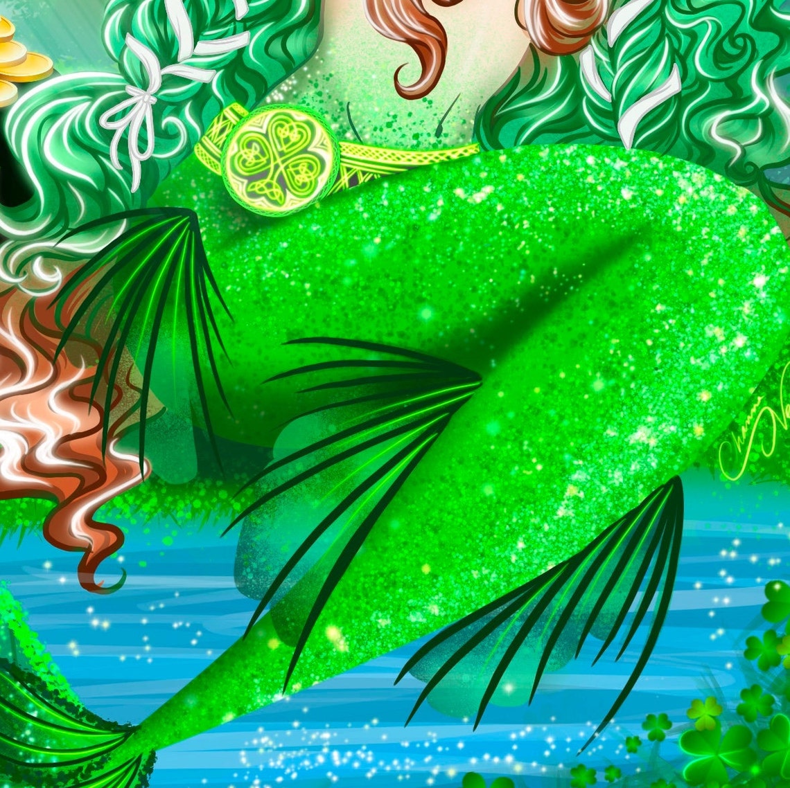 Irish Mermaid Instant Digital Download Digital Illustration - Etsy