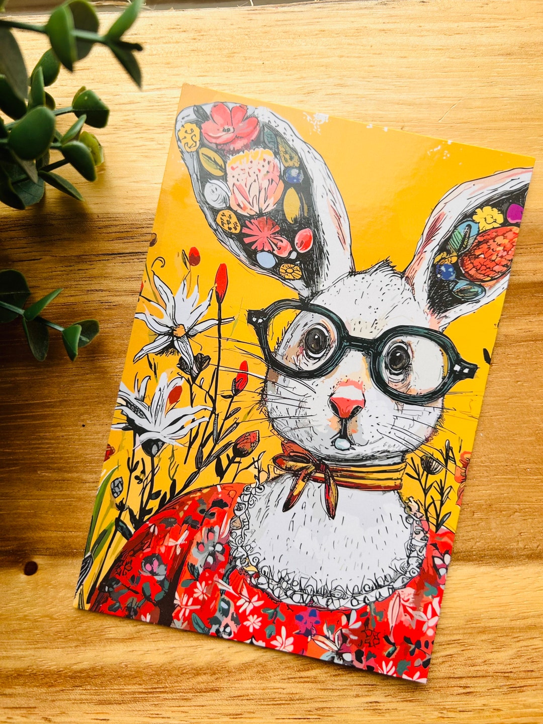 Postcard, Postcard, Rabbit, Bunny, Rabbit, Flower, Flower - Etsy