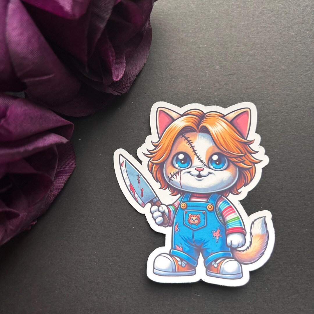 Sticker, Sticky, Sticker, Horror Movie, Halloween, Chucky, Cat - Etsy