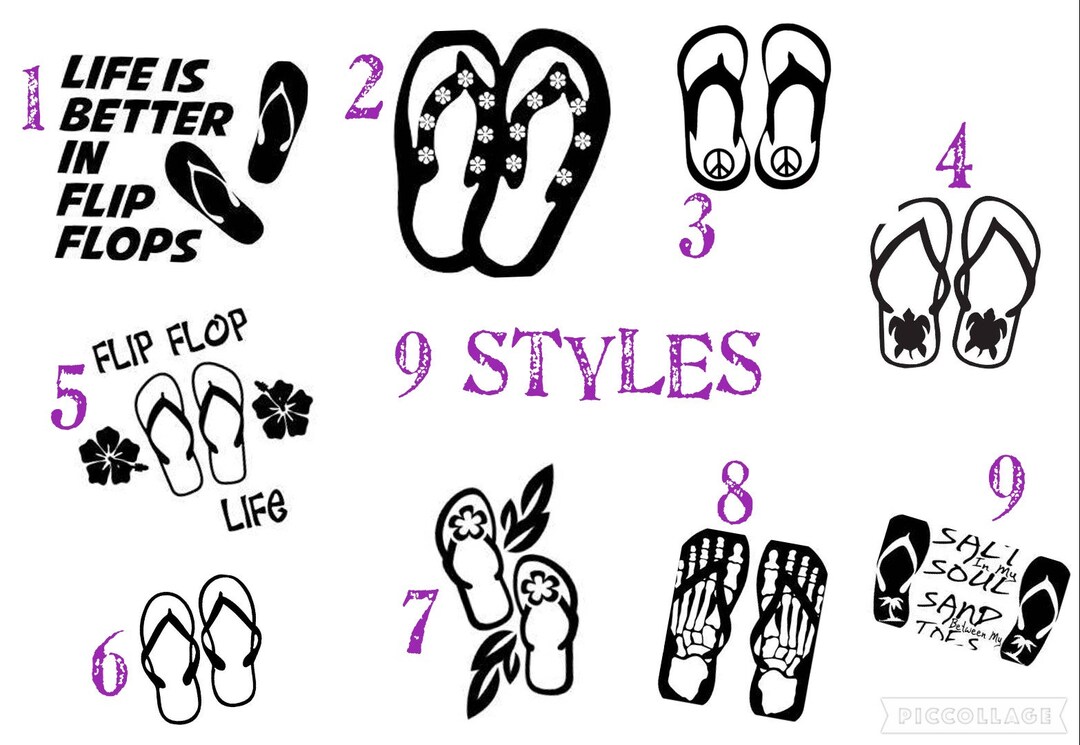 Flip Flop Car Decal, Beach Turtle Hibiscus Design, 9 Styles - Etsy