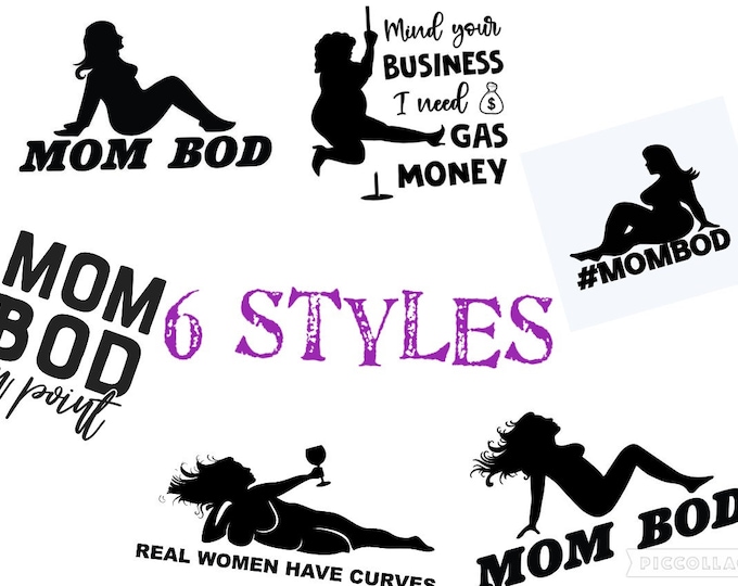 Mom Bod Viynl Decal Measures 6 X 3.5 Tall Done in Gloss White - Etsy
