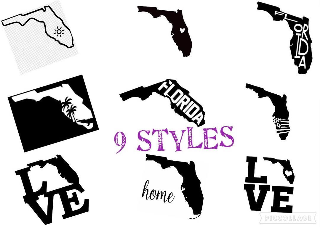 Florida State Decal, Die Cut Vinyl Decal Sticker for Car Window Wall ...