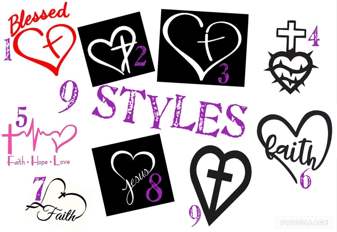 Religious, Blessed, Heart, Cross, Jesus Die Cut Vinyl Decal Tumbler ...