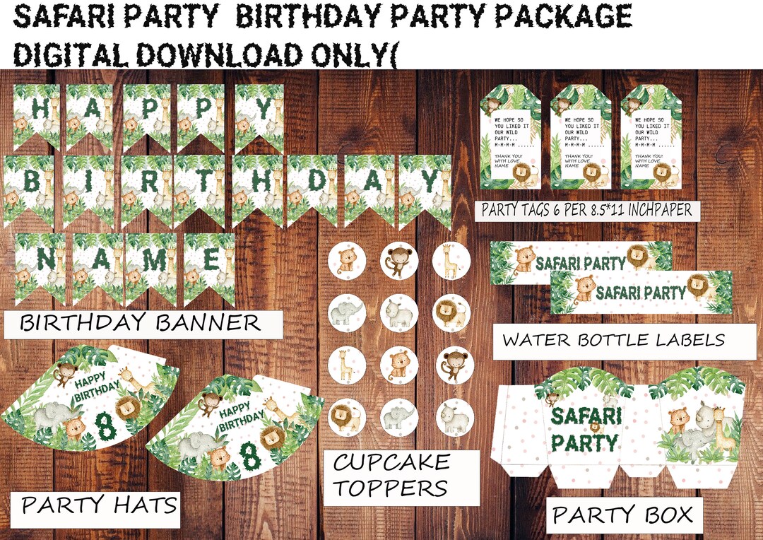 Safari Birthday Party Package - Etsy