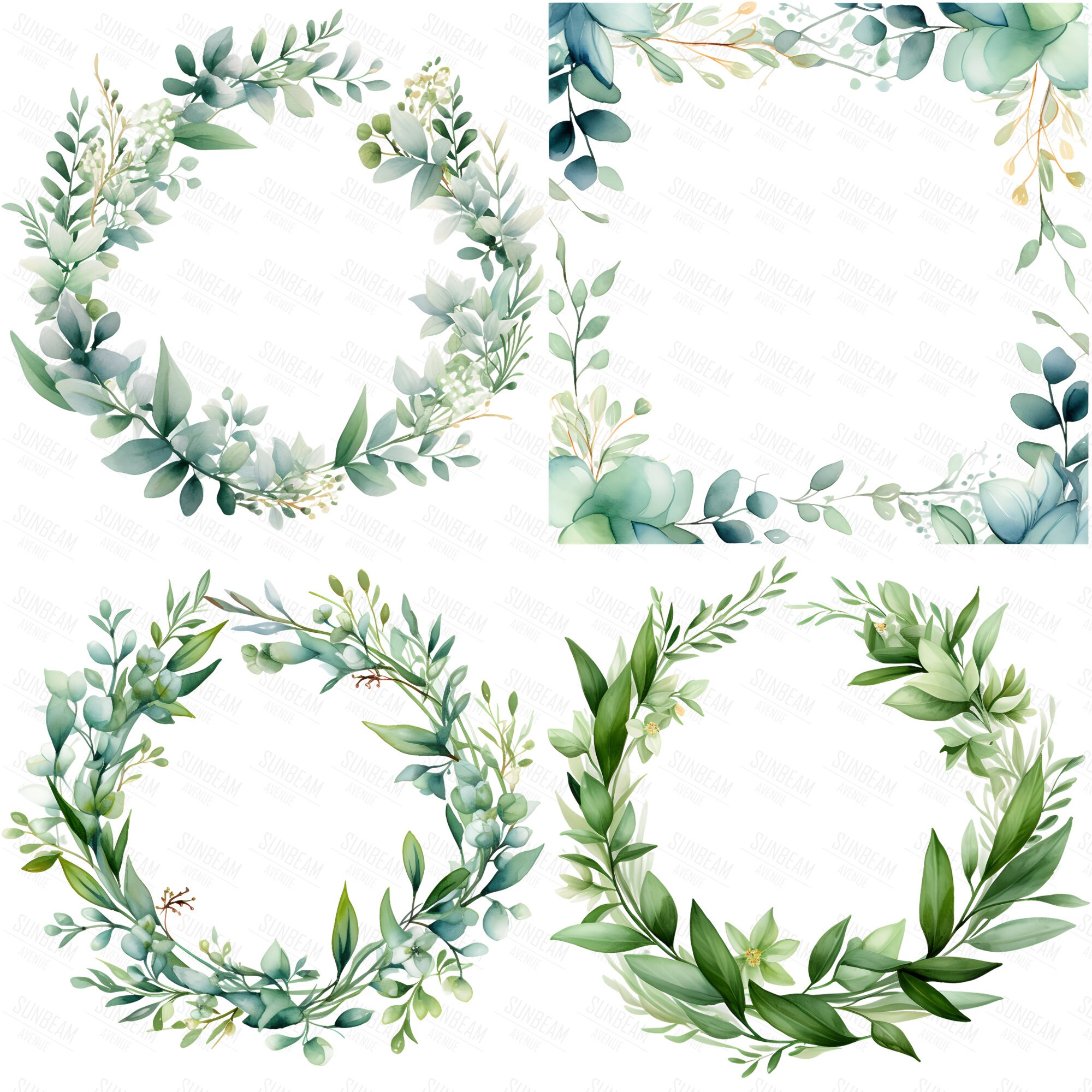 33 Green Leaf Clipart Bundle Transparent PNG Flower - Etsy