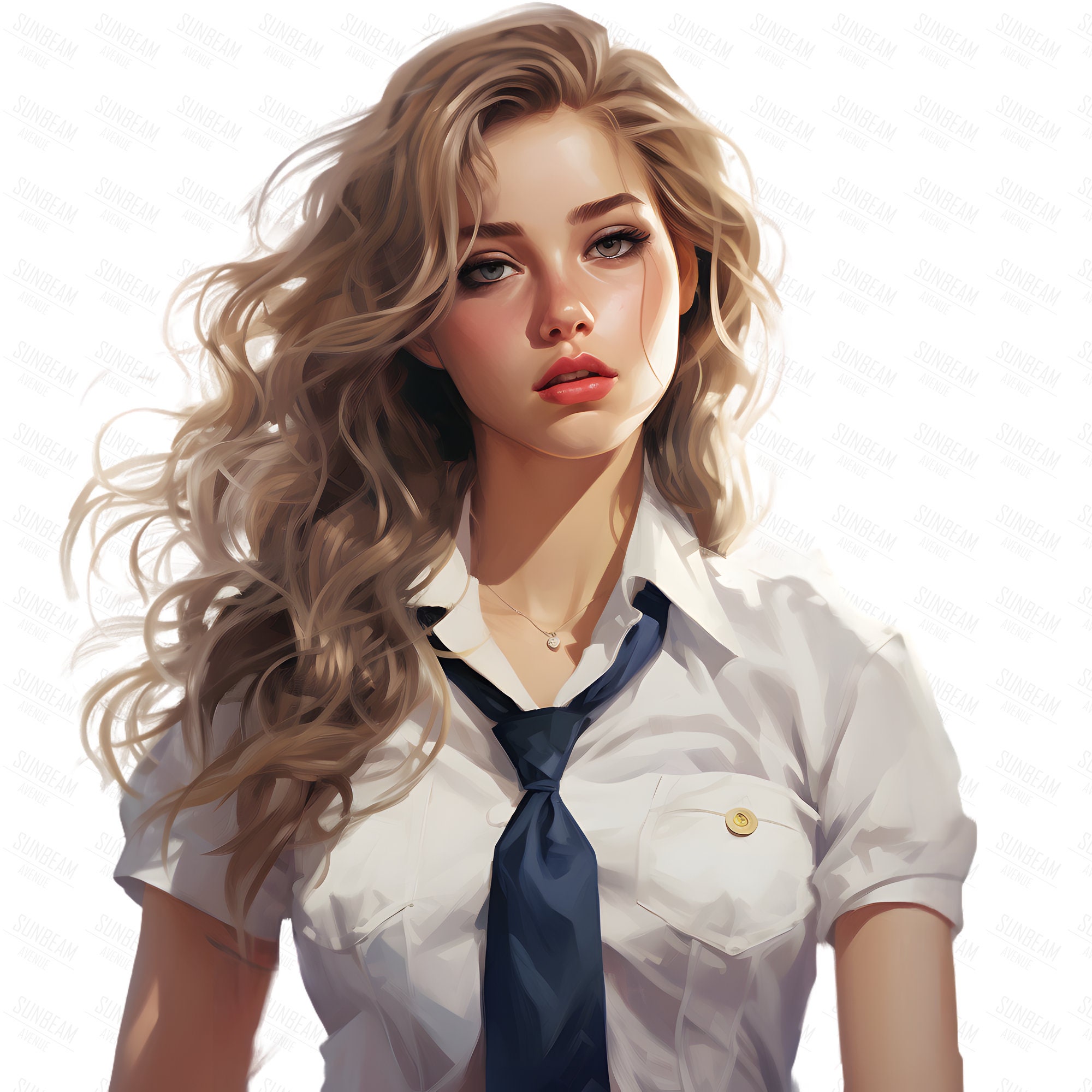 19 Uniform School Girl Watercolor Bundle Transparent PNG - Etsy