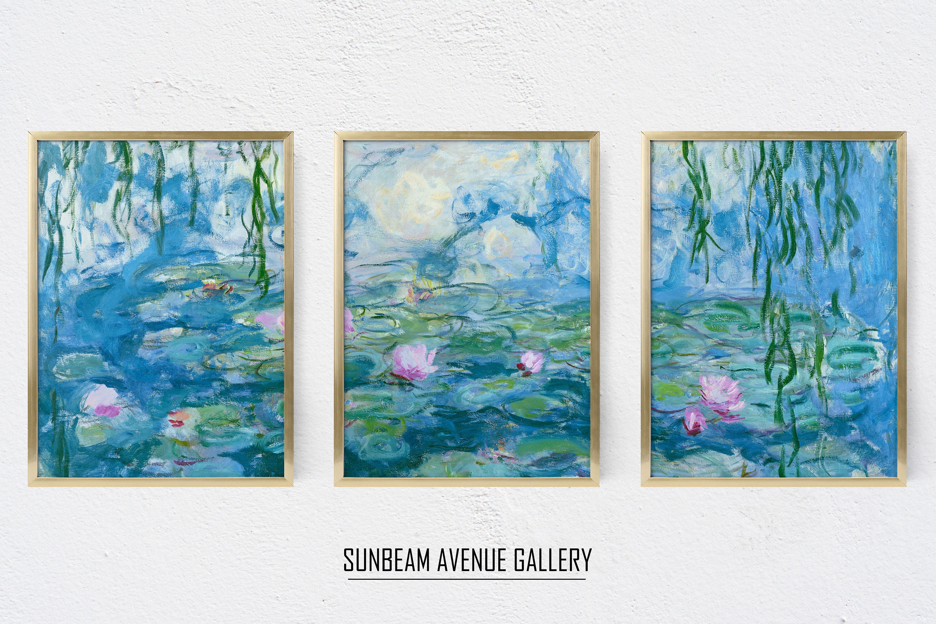 Set of 3 Claude Monet Water Lilies Painting | Water Lilies 1916 1919 ...