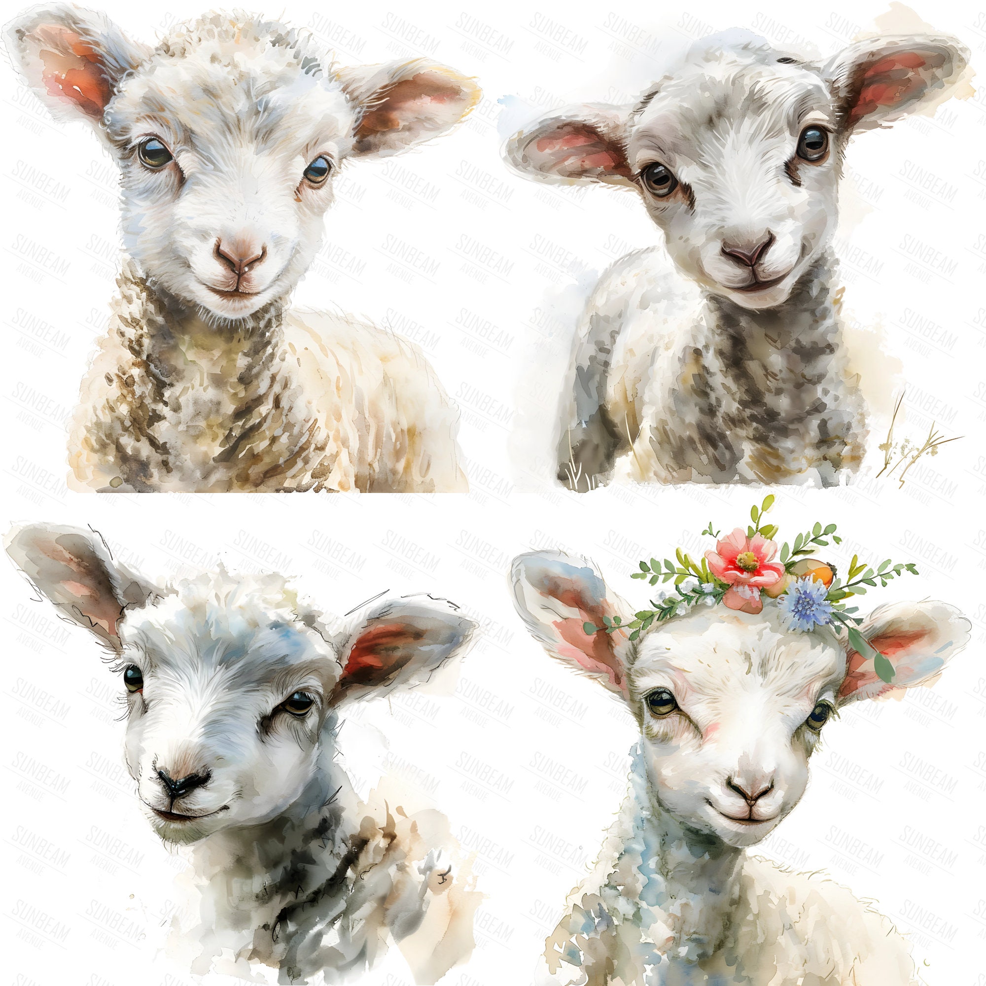 57 Cute Baby Sheep Clipart Bundle, Transparent PNG, Cute Baby Animal ...