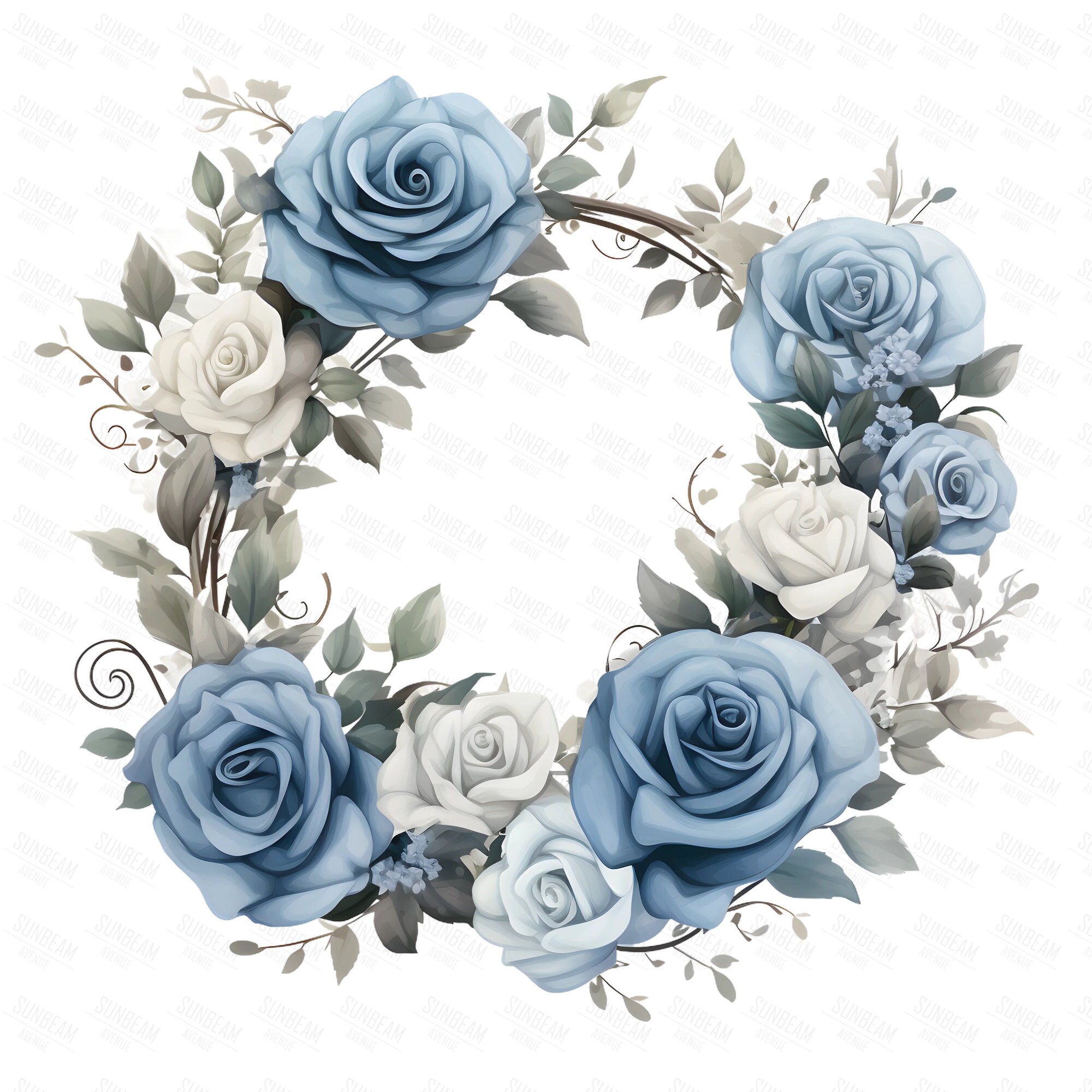 29 Dusty Blue Roses Clipart Bundle, Transparent PNG, Flower Bouquets ...