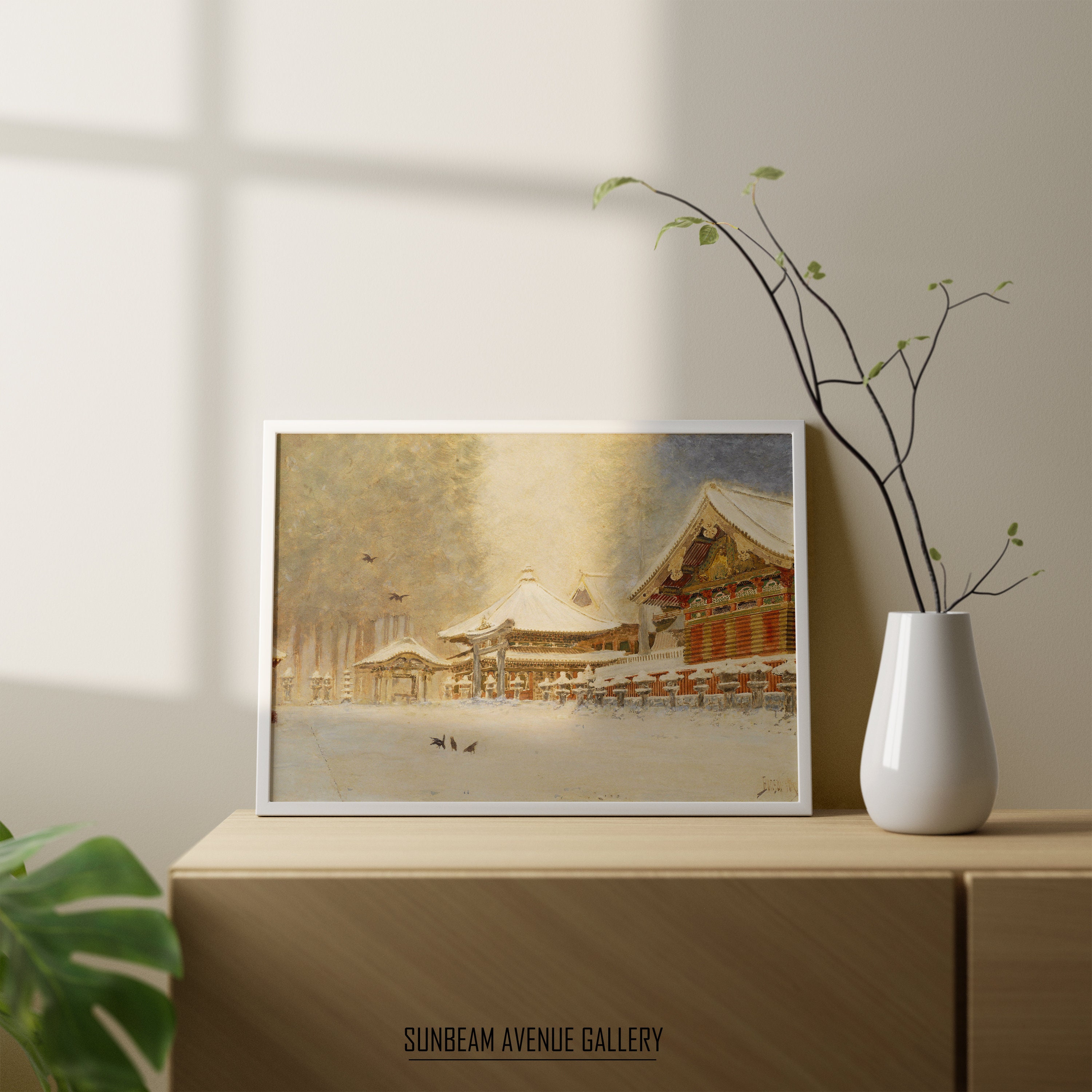 Vintage Japanese Temple Printable Art Shrine Painting Ukiyo-e Art ...