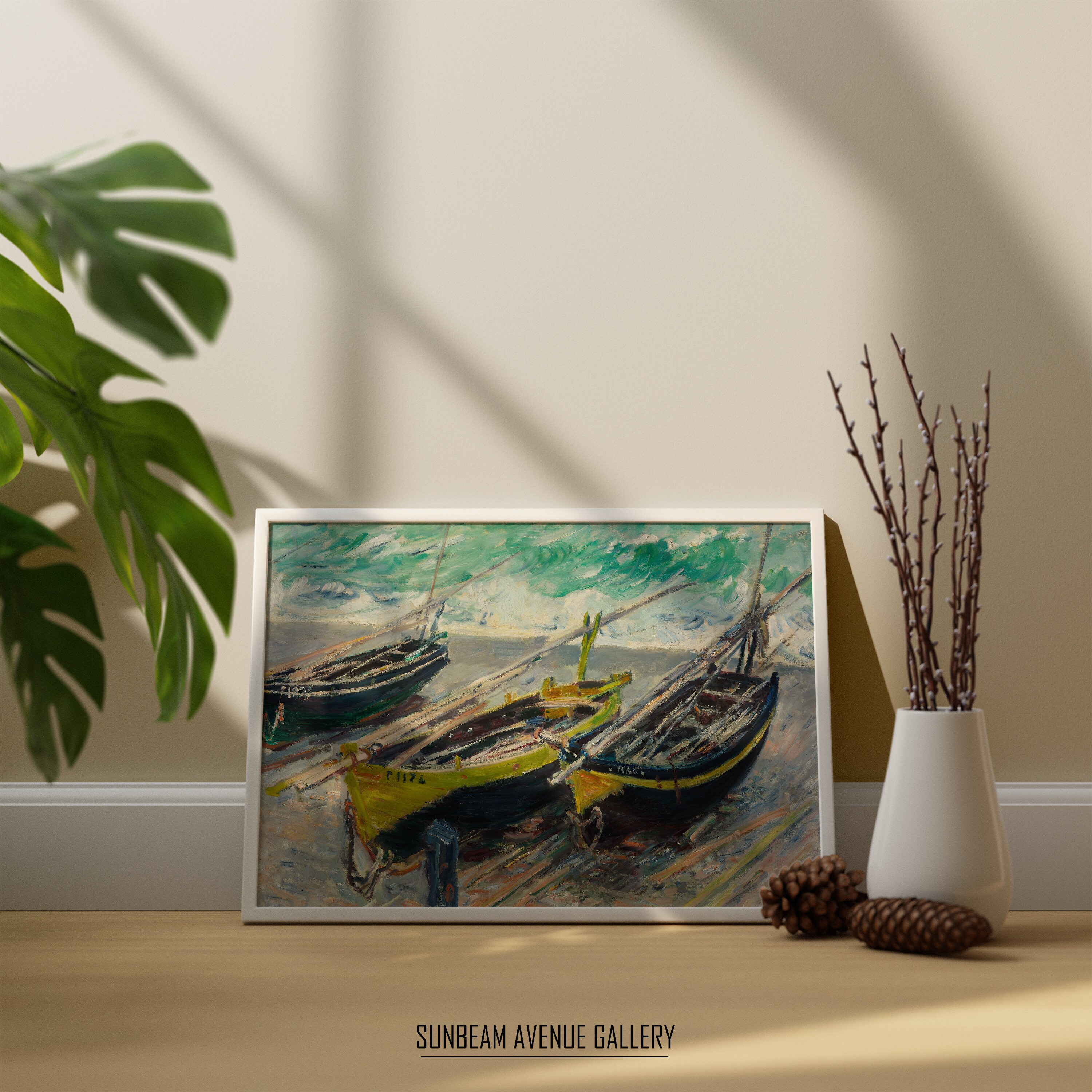 Claude Monet Wall Decor | Three Fishing Boats 1886 | Famous Painting ...