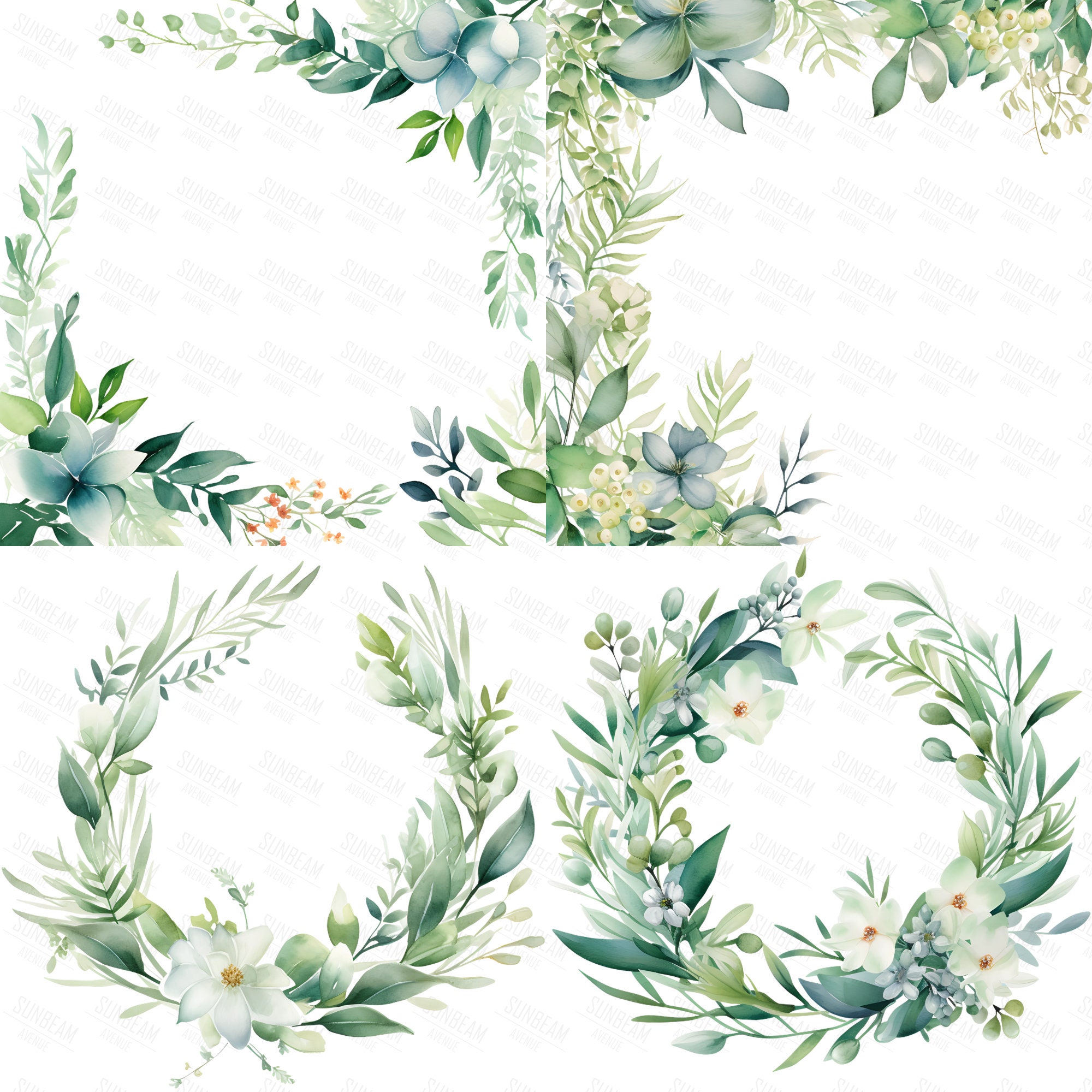 33 Green Leaf Clipart Bundle, Transparent PNG, Flower Bouquets, Flower ...