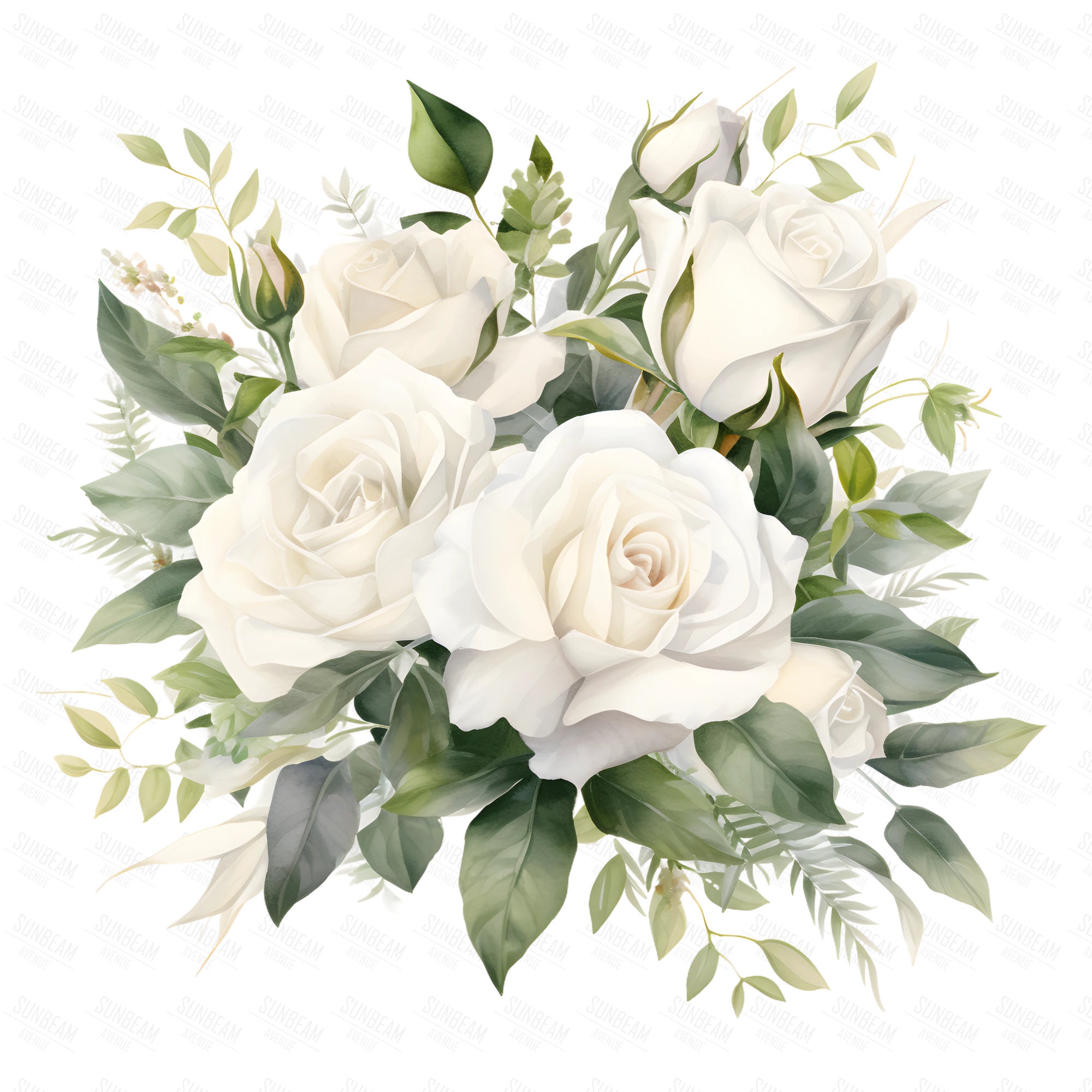 24 Rustic White Rose Clipart Bundle, Transparent PNG, Flower Bouquets ...