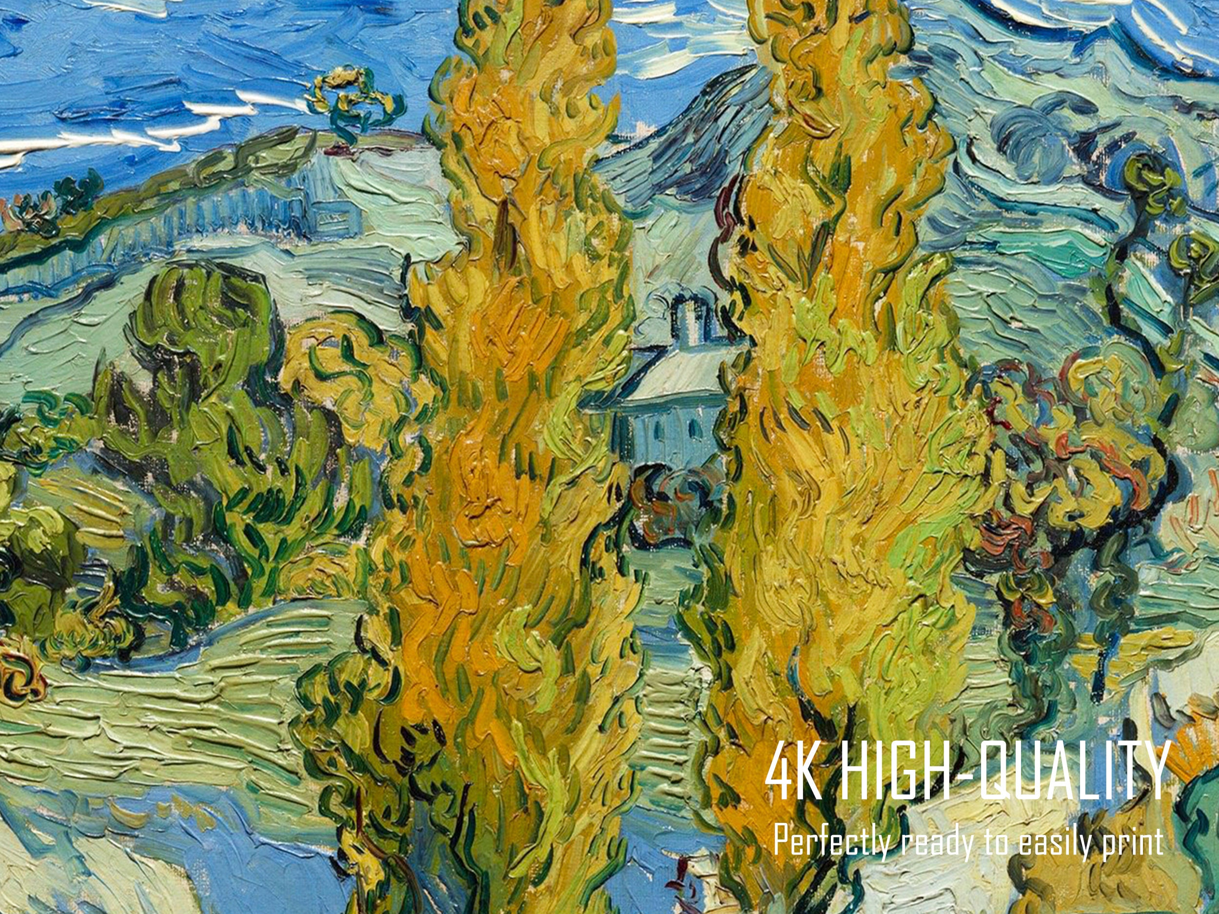 Vincent Van Gogh Wall Decor | Two Poplars on A Road Through the Hills ...
