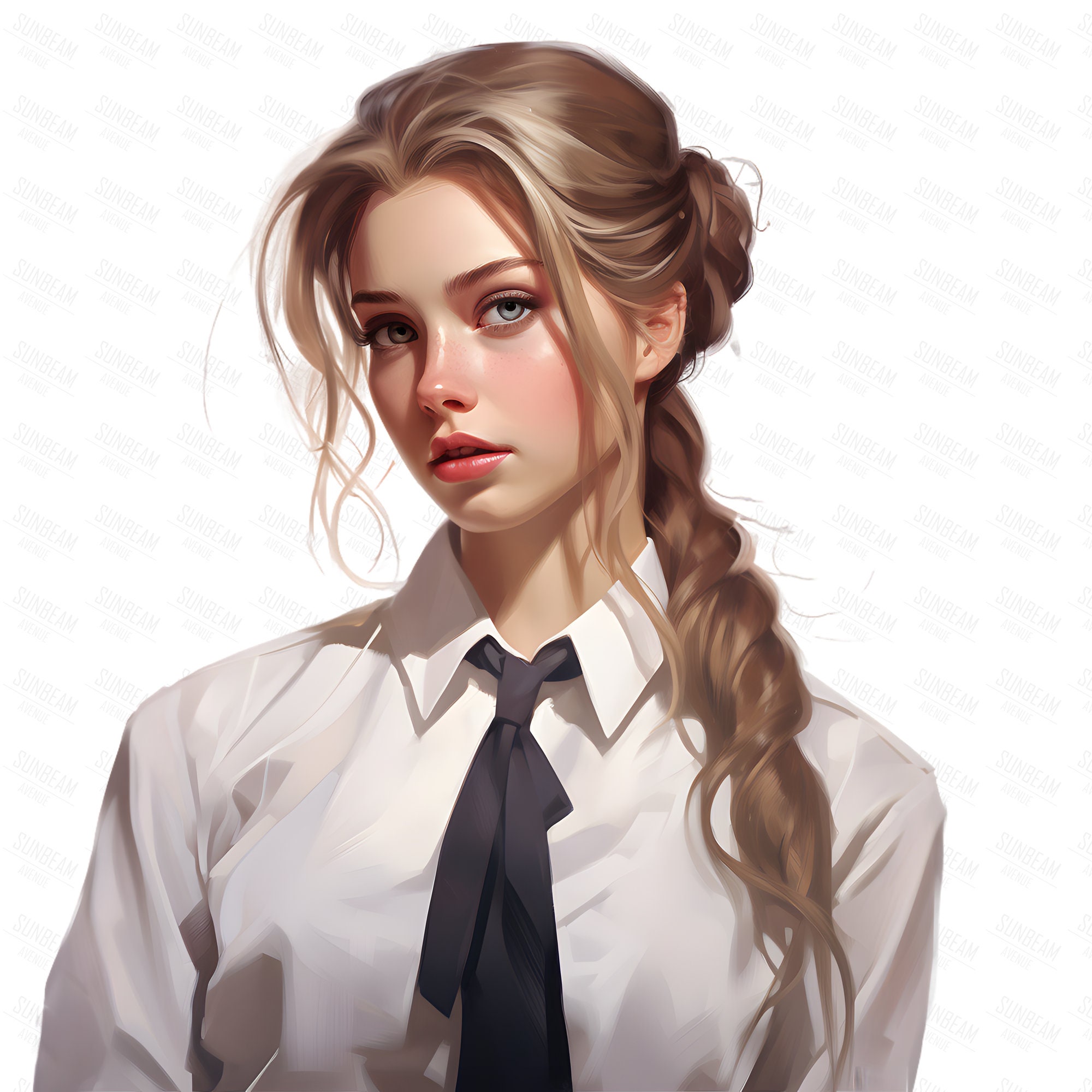 19 Uniform School Girl Watercolor Bundle Transparent PNG - Etsy