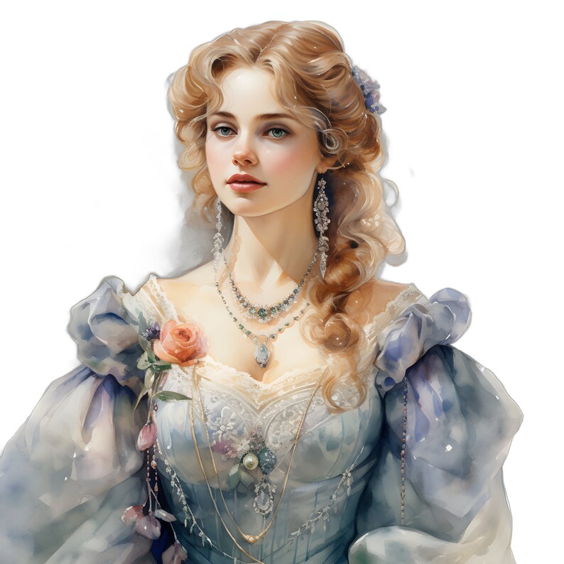 Set of 17 Renaissance Lady Vintage Watercolor Clipart Bundle - Etsy