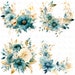 39 Teal and Gold Flowers Clipart Bundle, Transparent PNG, Flower ...