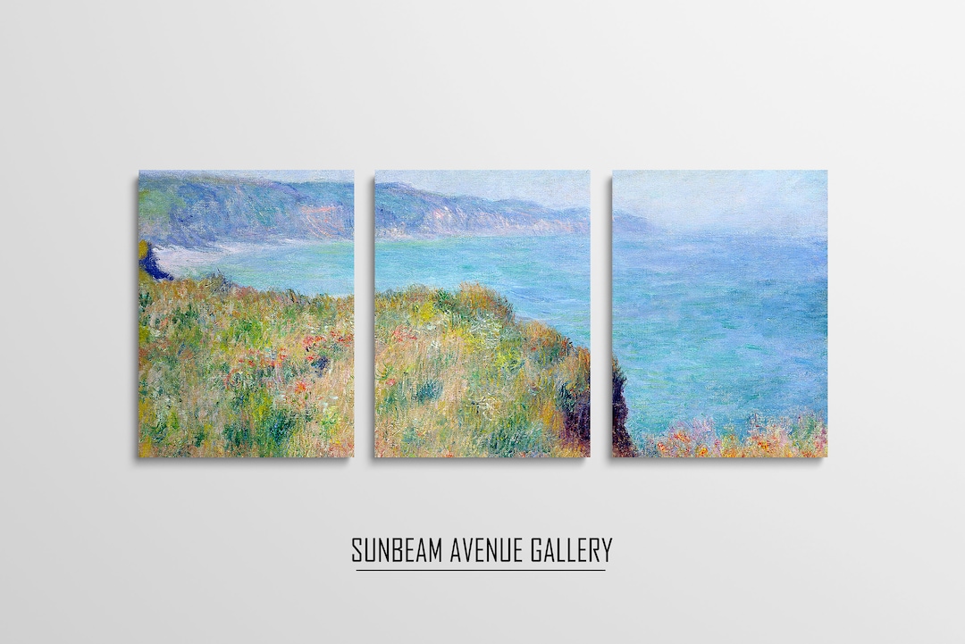 Set of 3 Claude Monet Painting | Cliff Near Pourville (1882) | Famous ...
