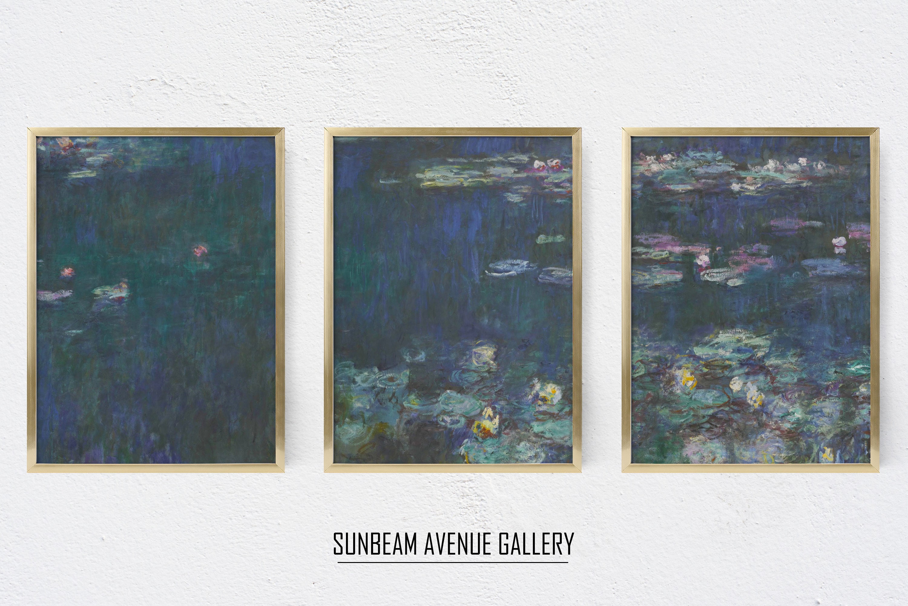 Set of 3 Claude Monet Water Lilies Painting | the Water Lilies Green ...