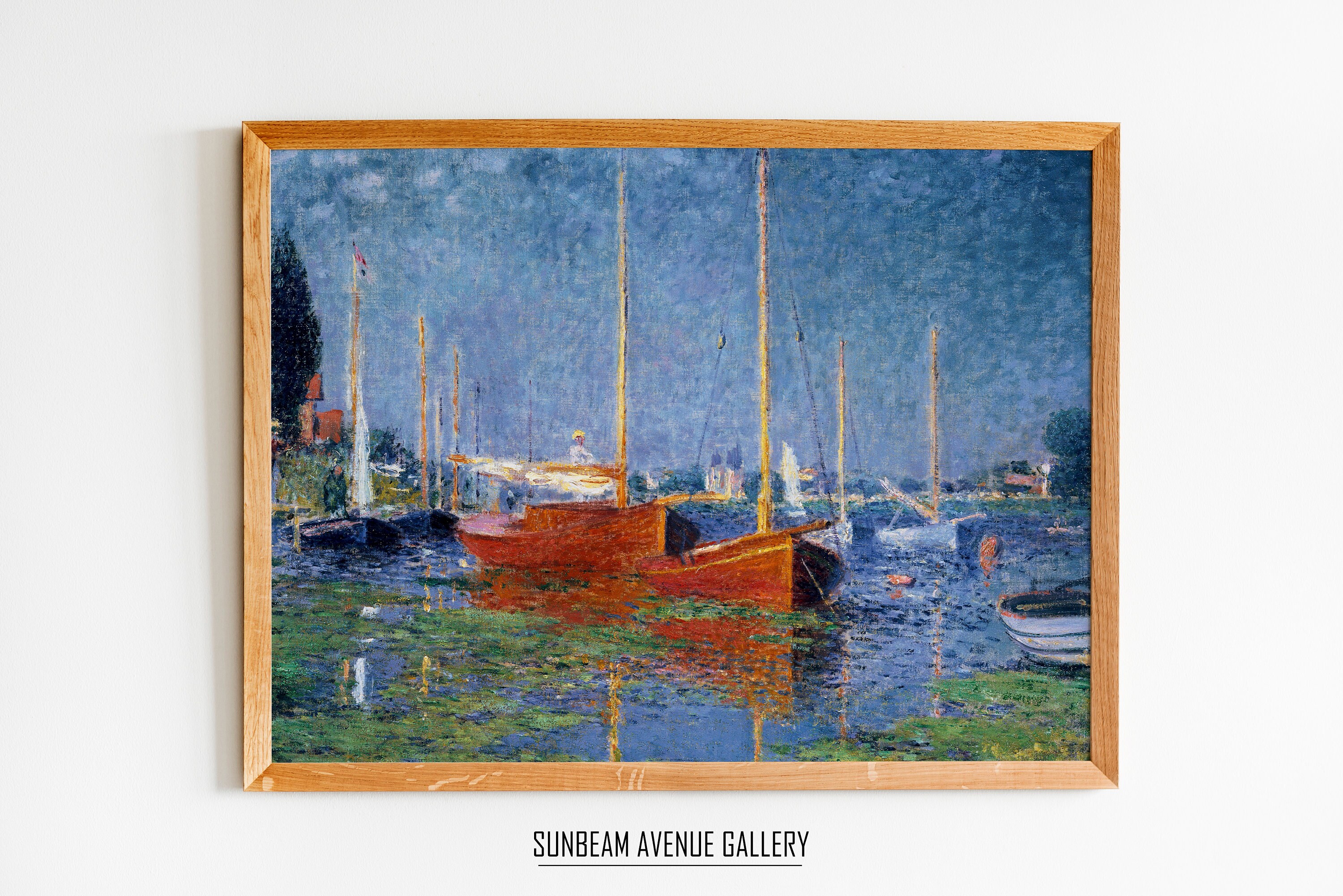 Claude Monet Wall Decor Red Boats at Argenteuil Famous Painting Instant ...