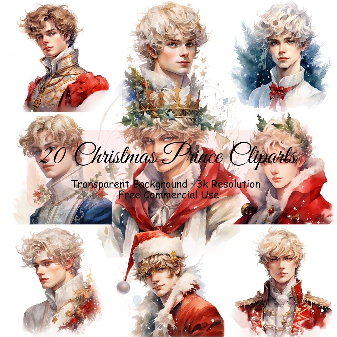Set of 20 Christmas Prince Watercolor Clipart Bundle - Etsy