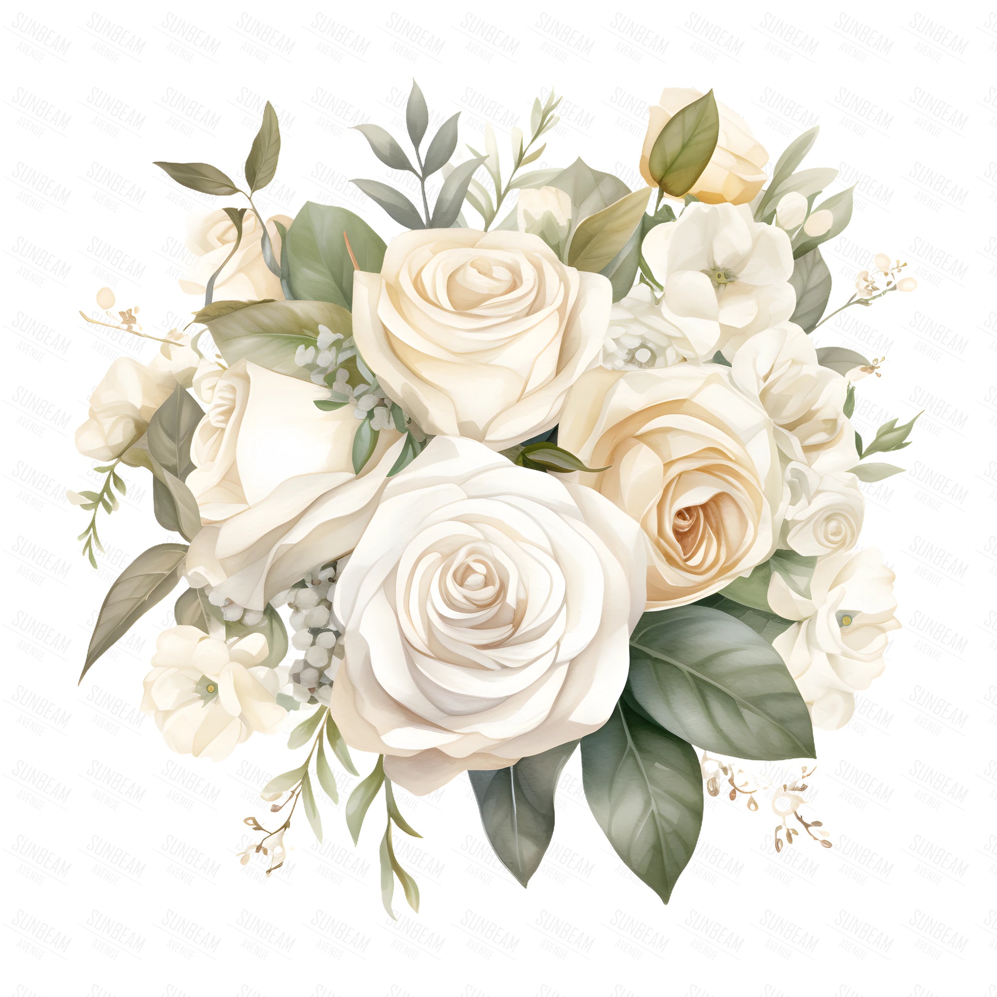 24 Rustic White Rose Clipart Bundle, Transparent PNG, Flower Bouquets ...