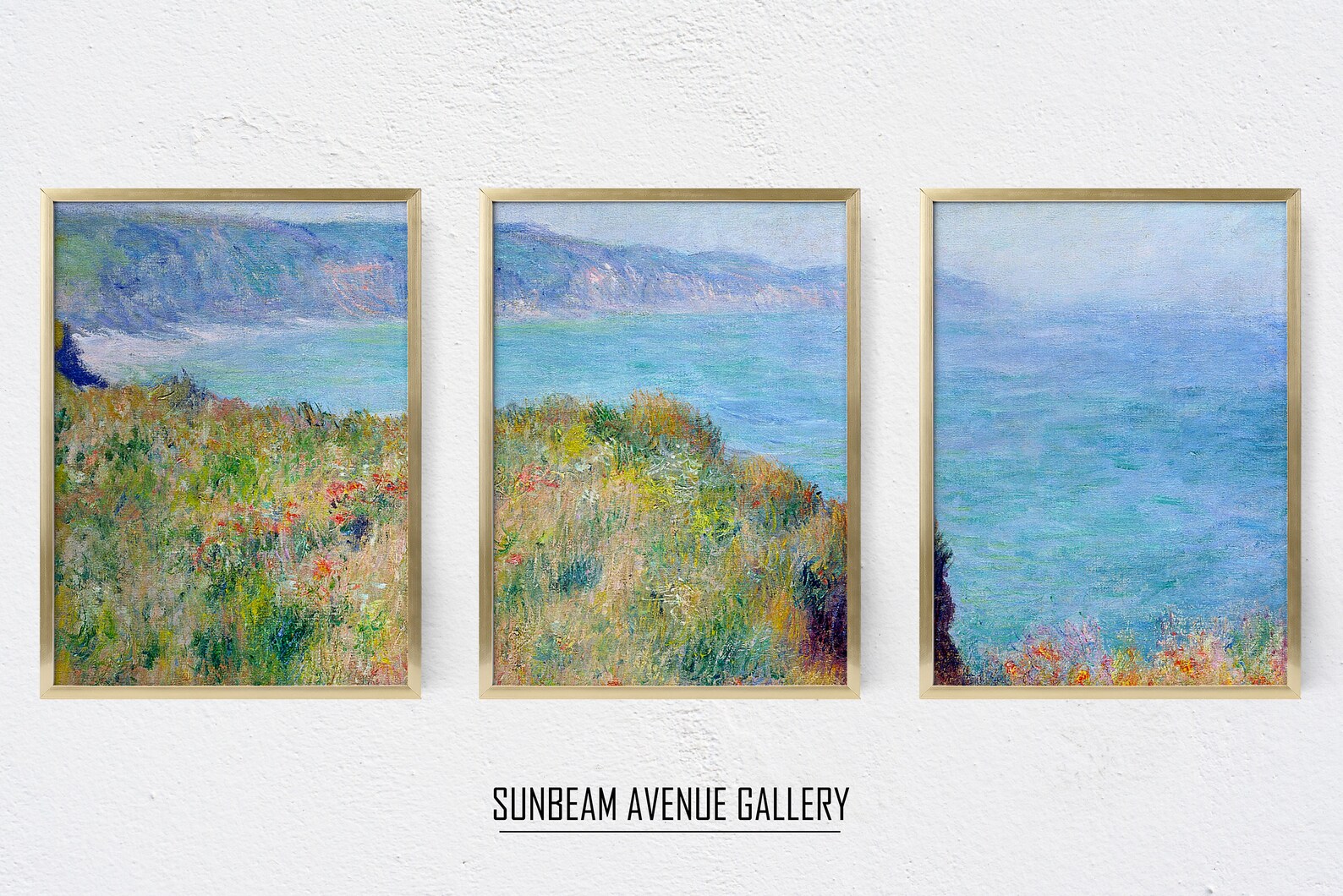 Set of 3 Claude Monet Painting | Cliff Near Pourville (1882) | Famous ...