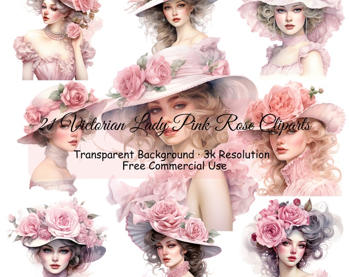 Winter Victorian Lady Vintage Watercolor Clipart Bundle, Transparent ...