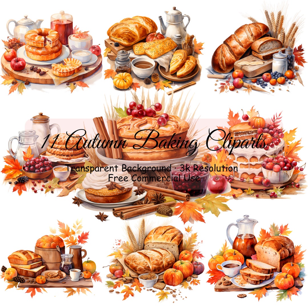 11 Autumn Baking Clipart Bundle, Transparent PNG, Fruit Clipart,digital ...